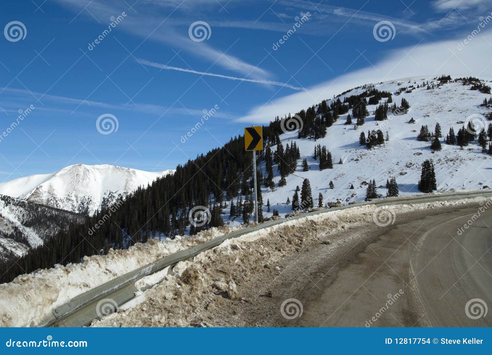 Colorado winter road stock photo. Image of snow, board - 12817754