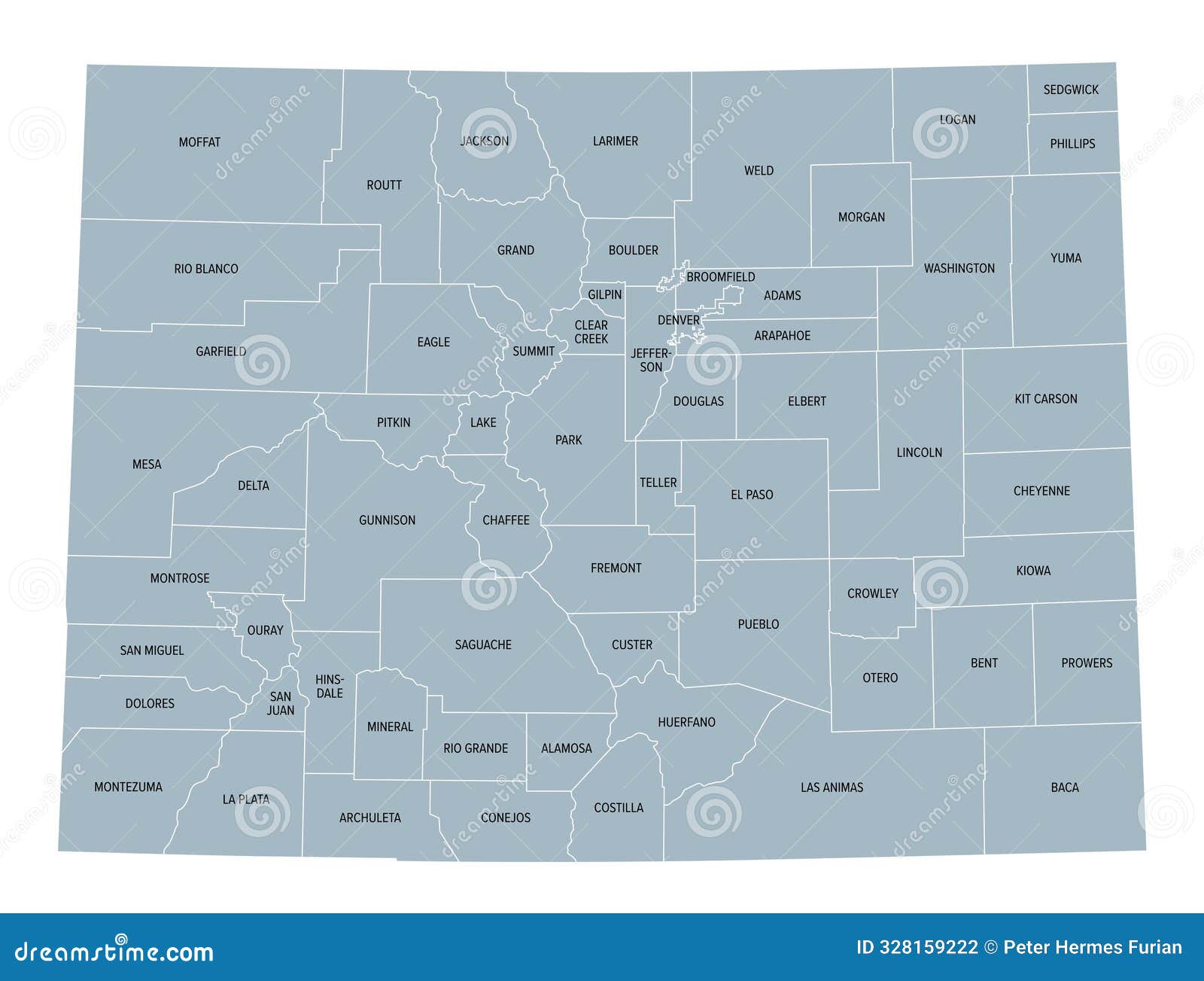 Colorado Map. Political Map Of Colorado In Outline Color. District Map ...