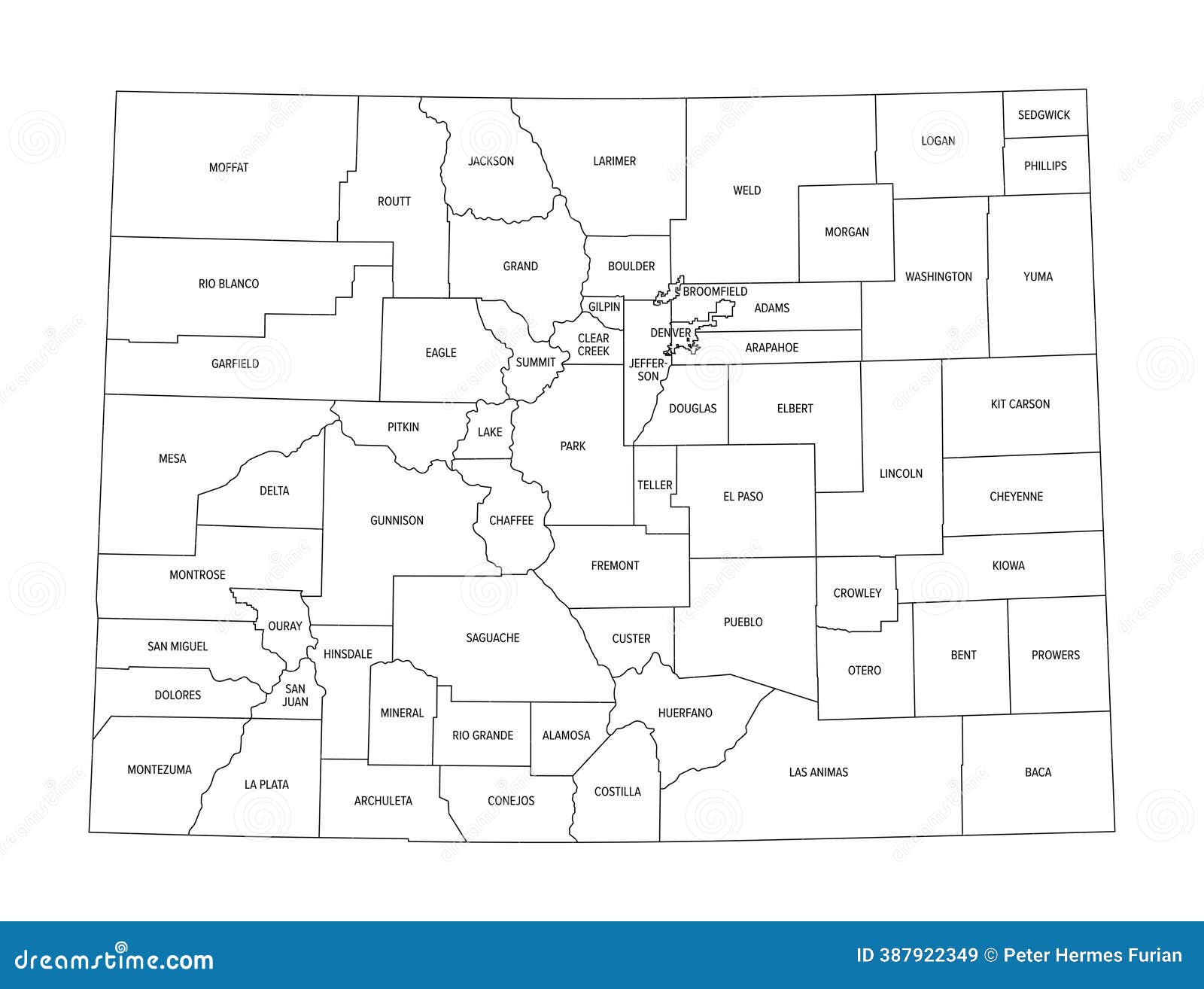 Colorado Counties Map Stock Image | CartoonDealer.com #174684169