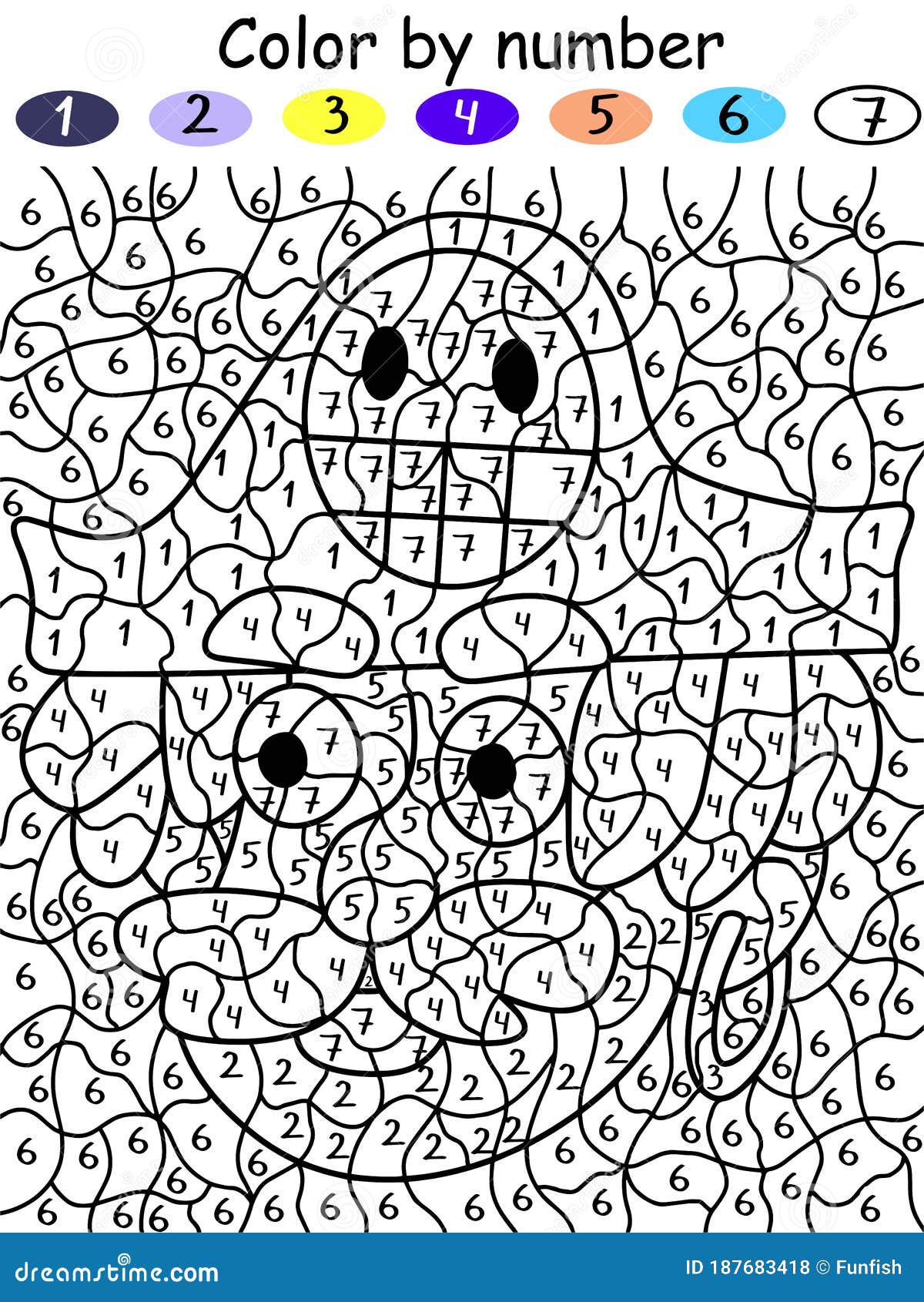 Color by Number Game for Boys with Pirate Captain Stock Vector ...