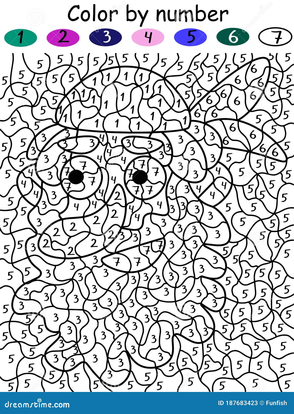 Color by Number Pirate Funny Worksheet Stock Vector Illustration Stock ...