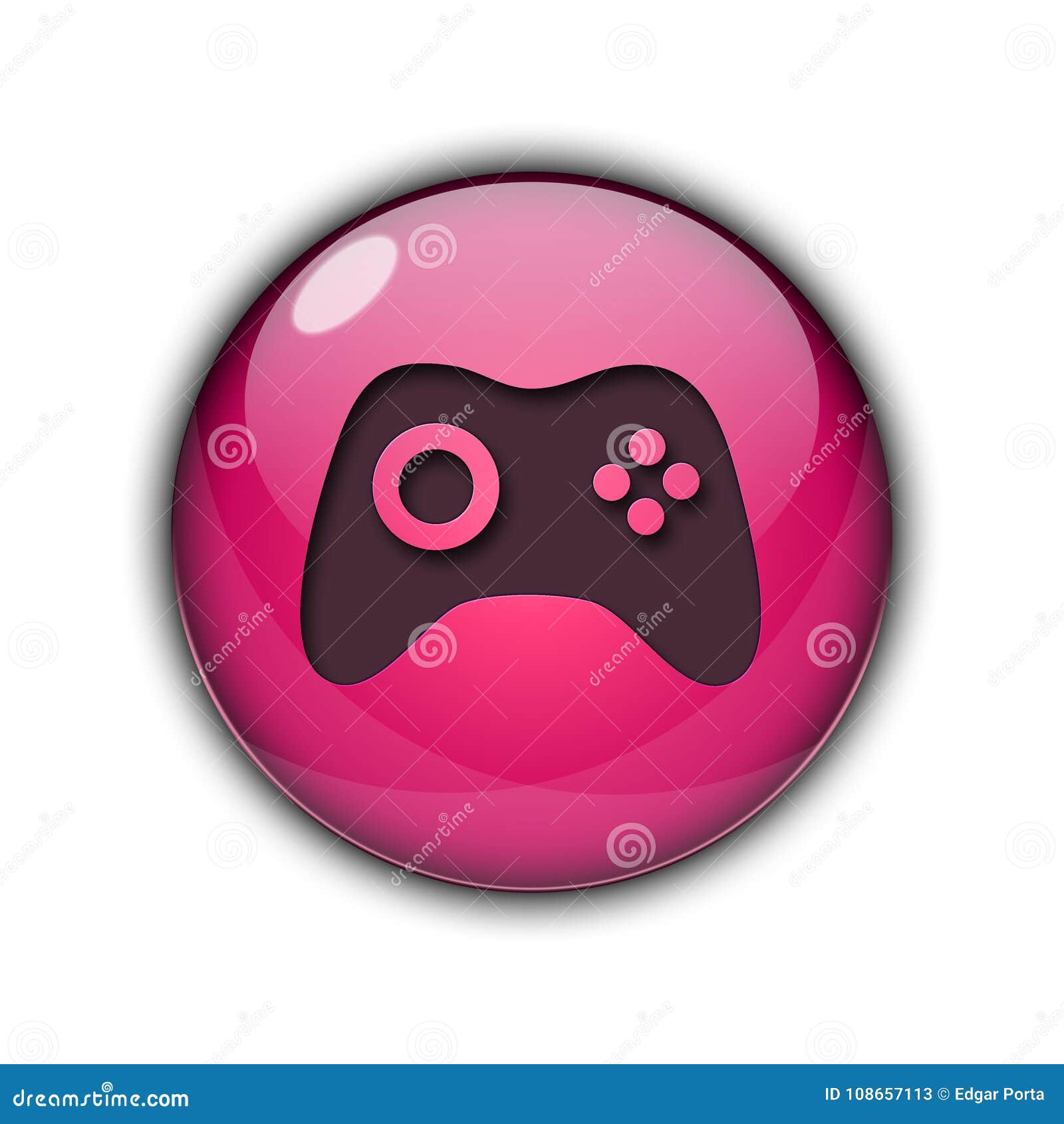 Colore Di Rosa Dell'icona Del Bottone Di Gioco 3D Illustrazione di ...
