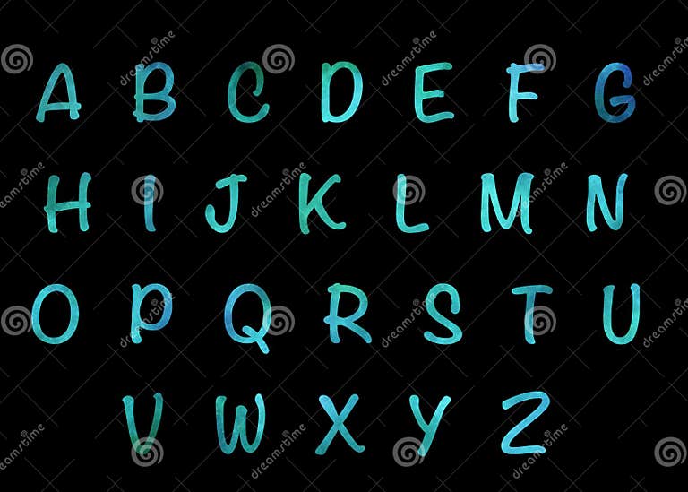 Colored Abstract Alphabet Letters on Black Background Stock ...