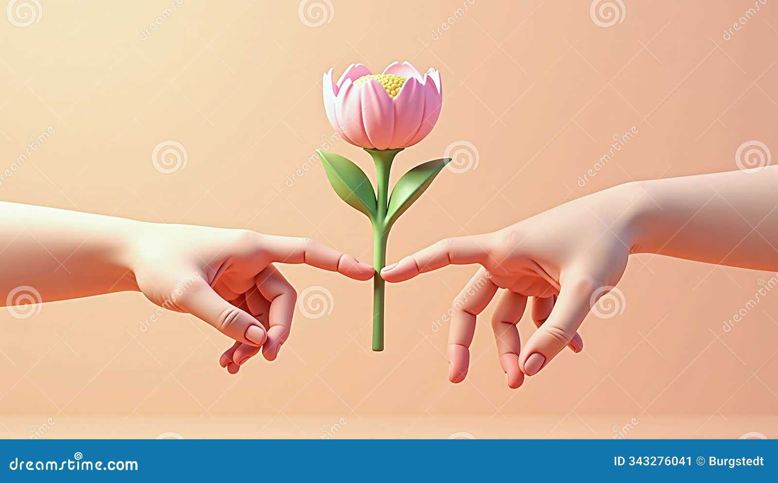 Two Hands Opposite Each Other Holding a Flower Out of Affection As a ...