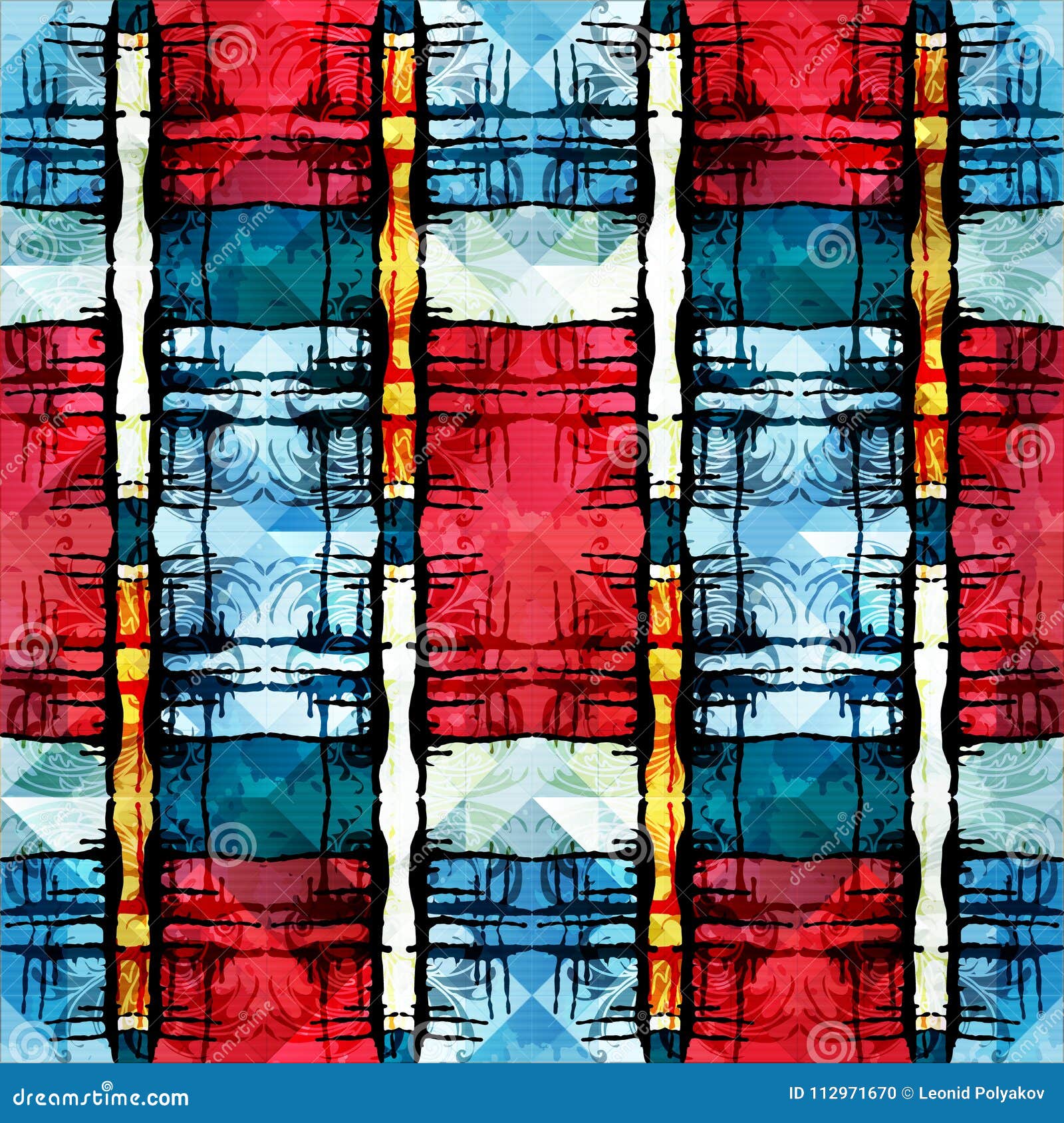 Colored Abstract Seamless Pattern in Graffiti Style. Quality Vector ...