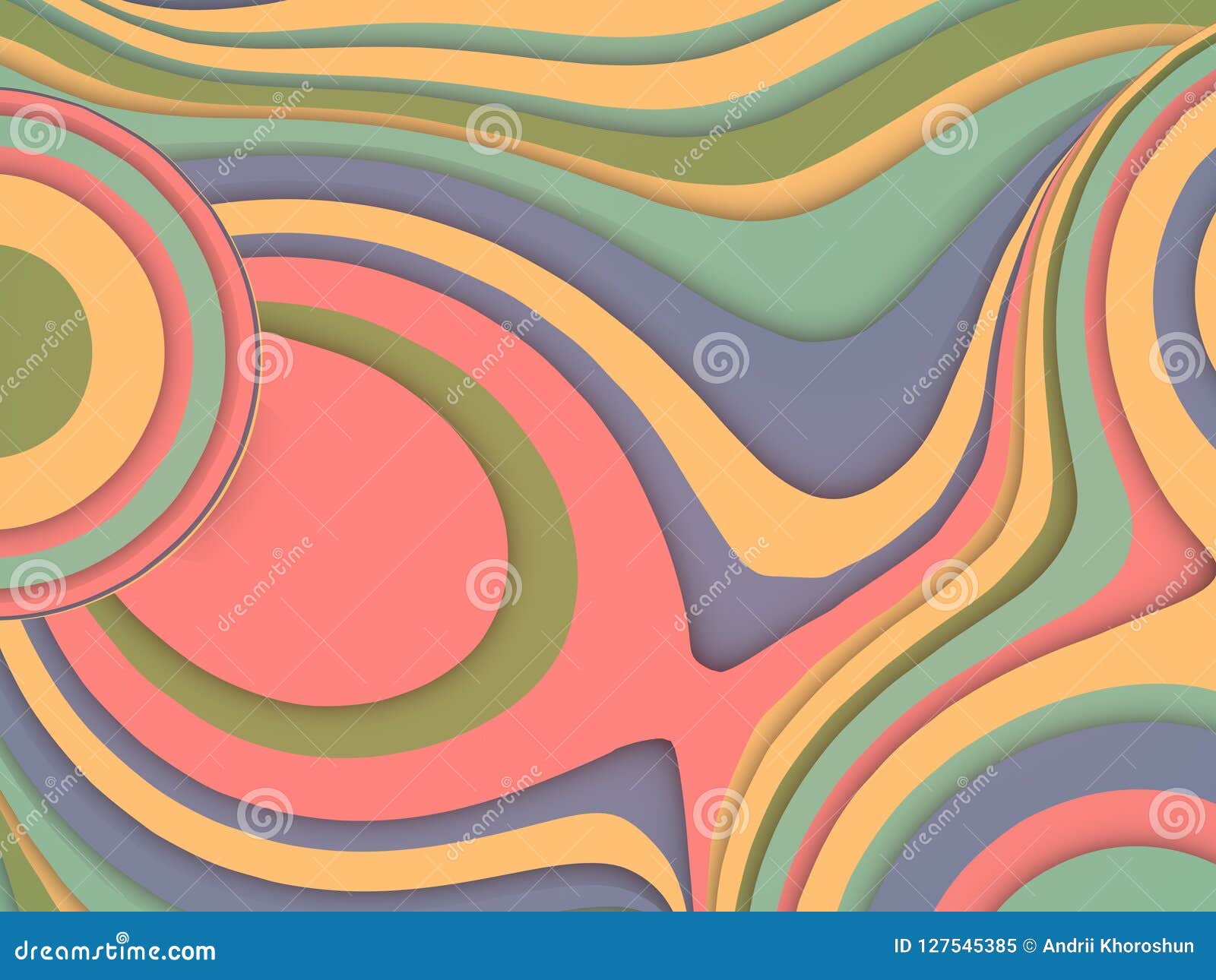 Colored Sliced Shape. Computer Generated Abstract Geometric 3D Render ...