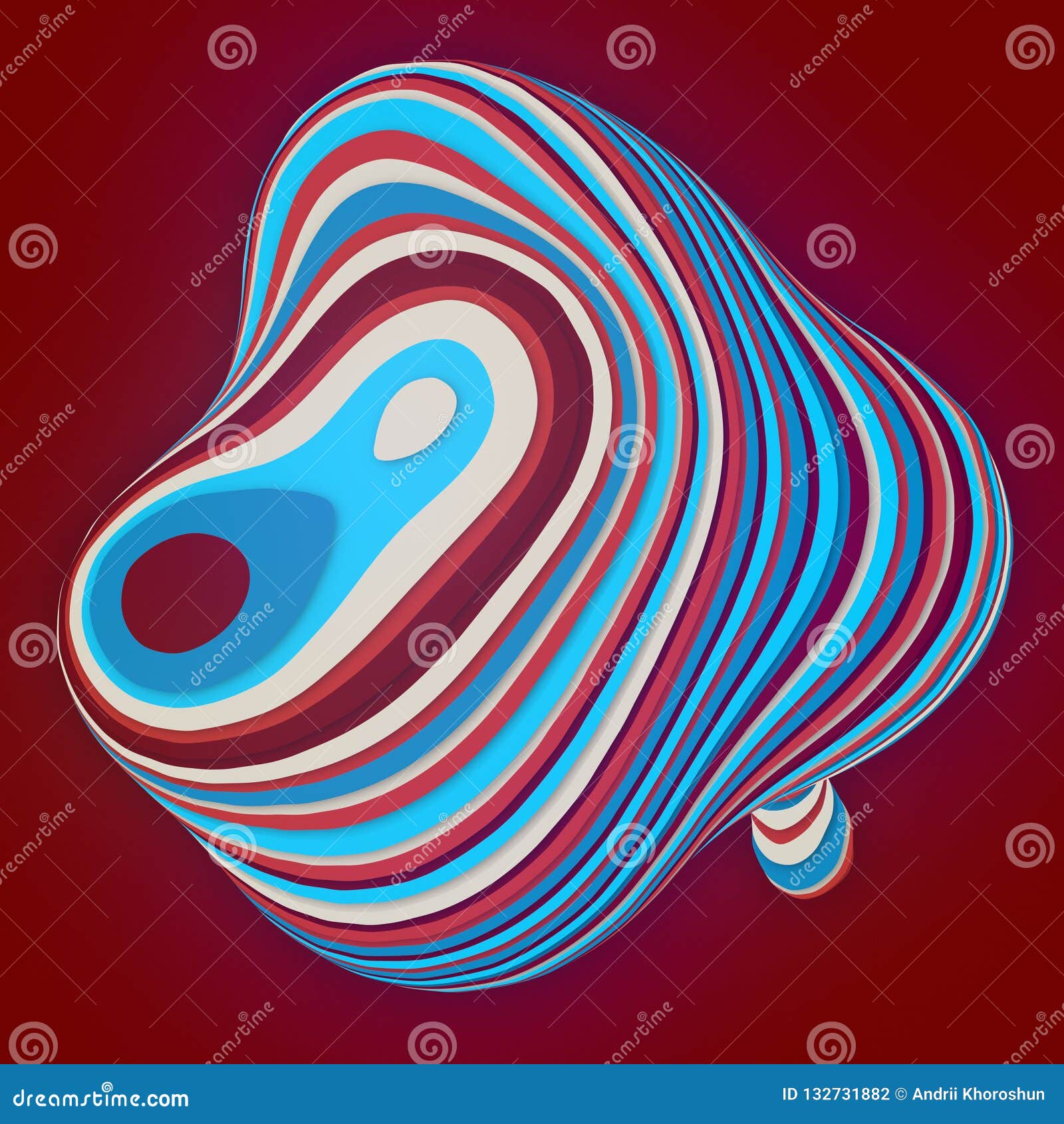 Colored Sliced Shape. Computer Generated Abstract Geometric 3D Render ...