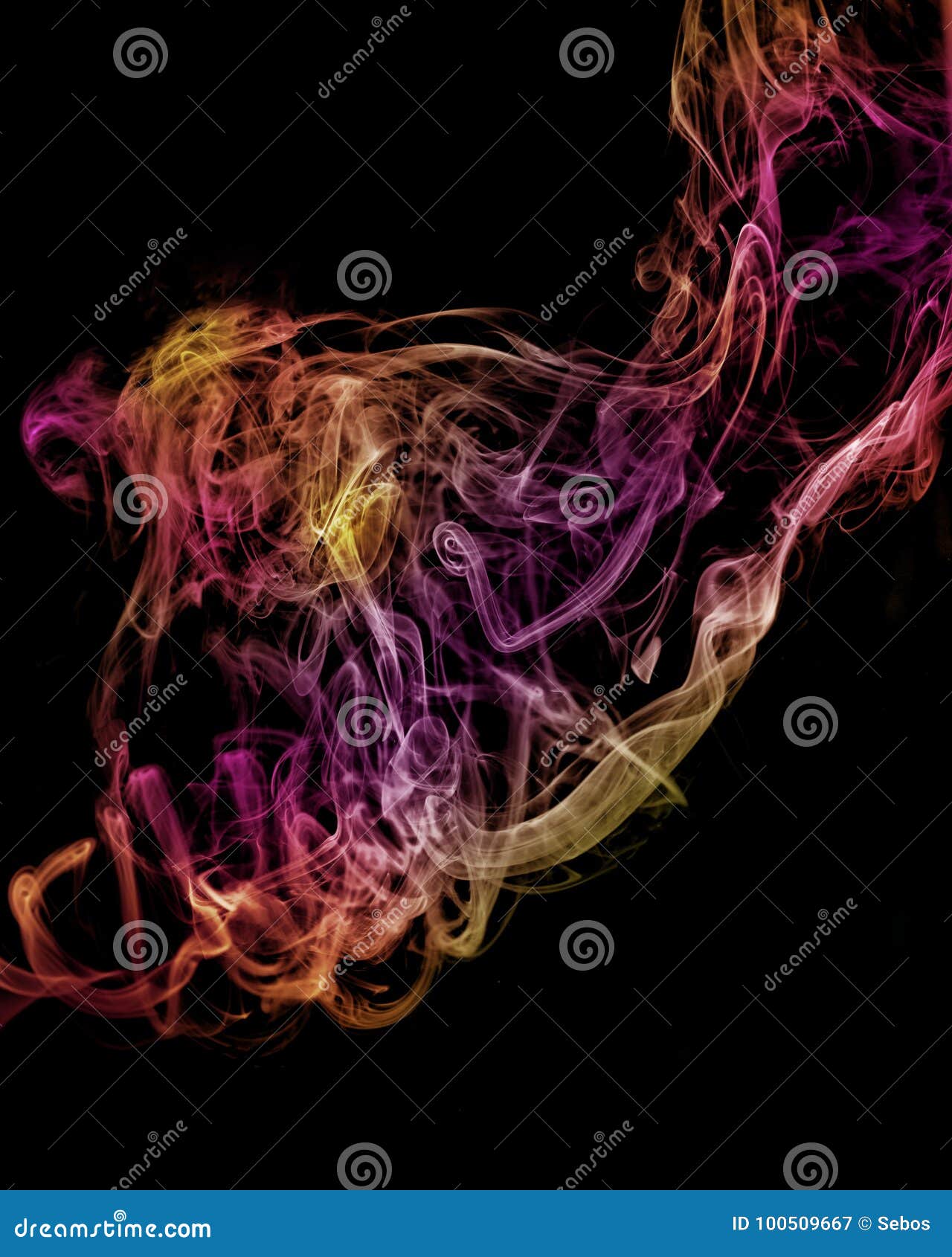 Colored Abstract Smoke Isolated on Black Background. Stock Image ...