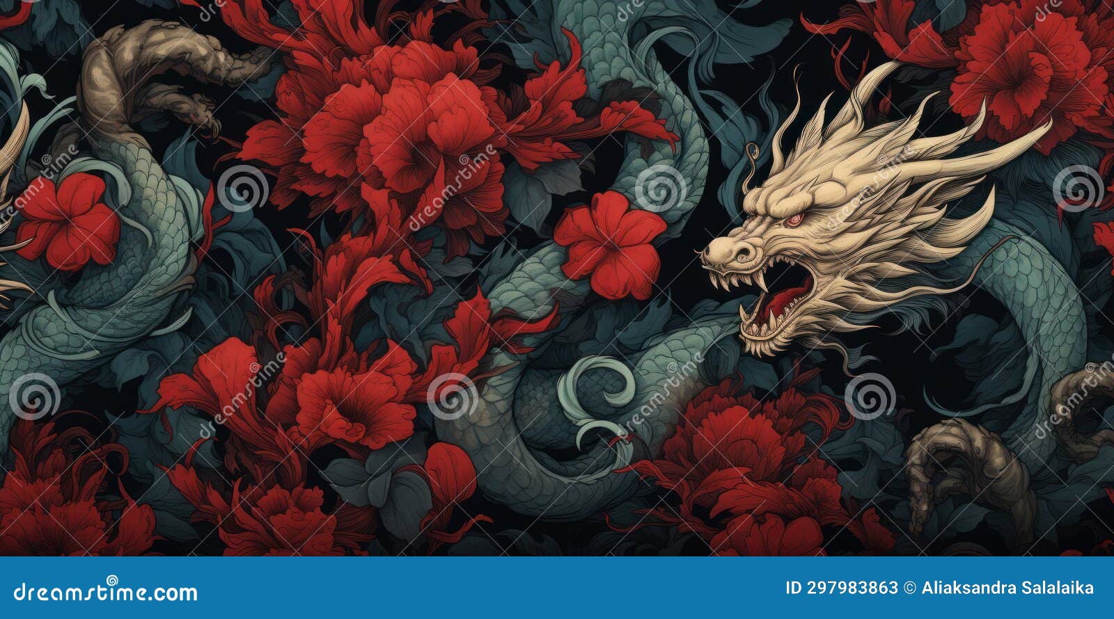 Colored Abstract Tattoo Dragons Pattern Background Stock Image - Image ...