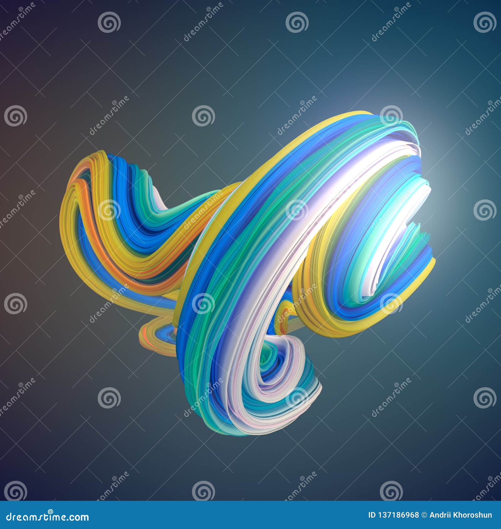 Colored Twisted Shape. Computer Generated Abstract Geometric 3D Render ...