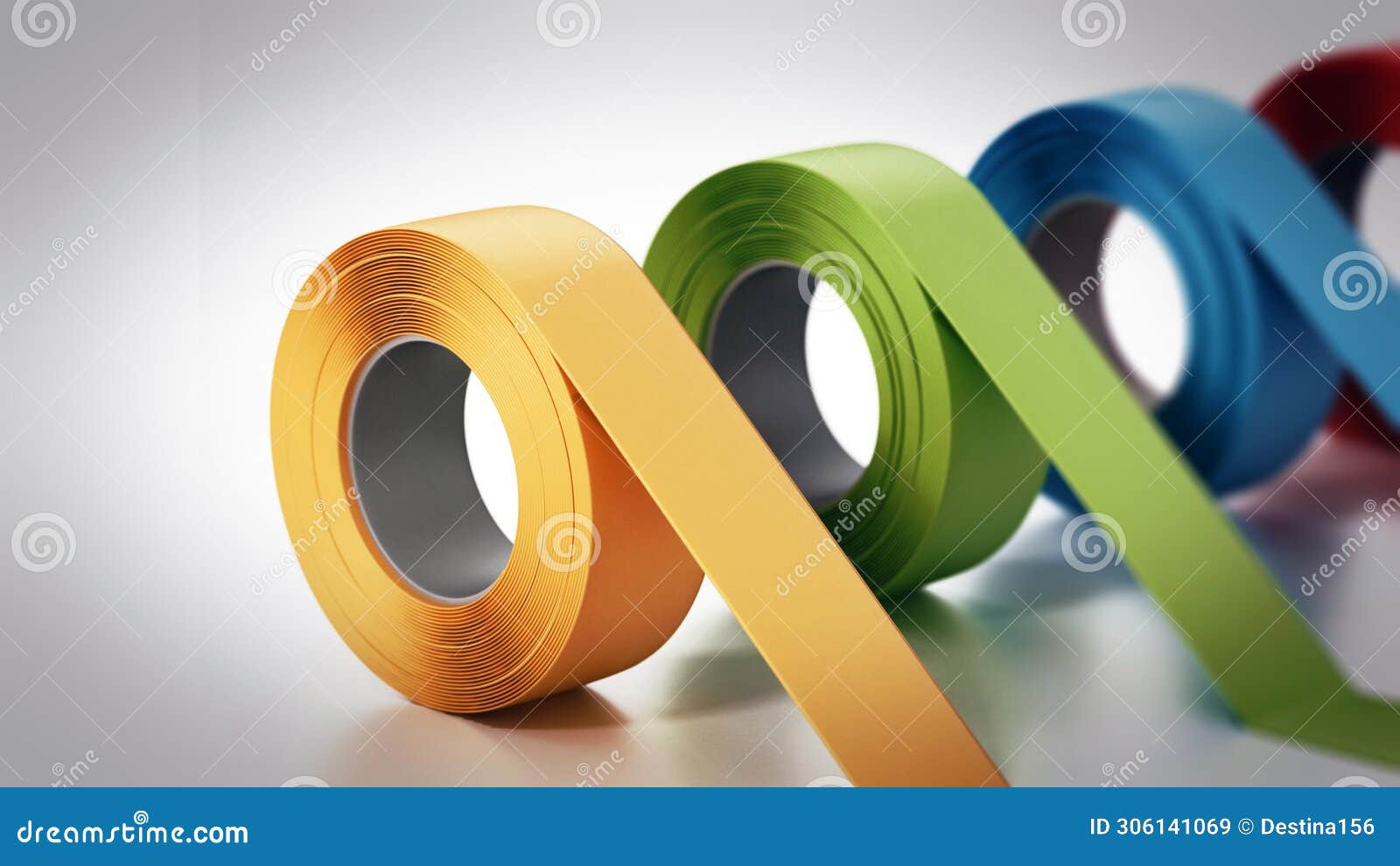 Colored Adhesive Tapes Isolated on White Background. 3D Illustration ...