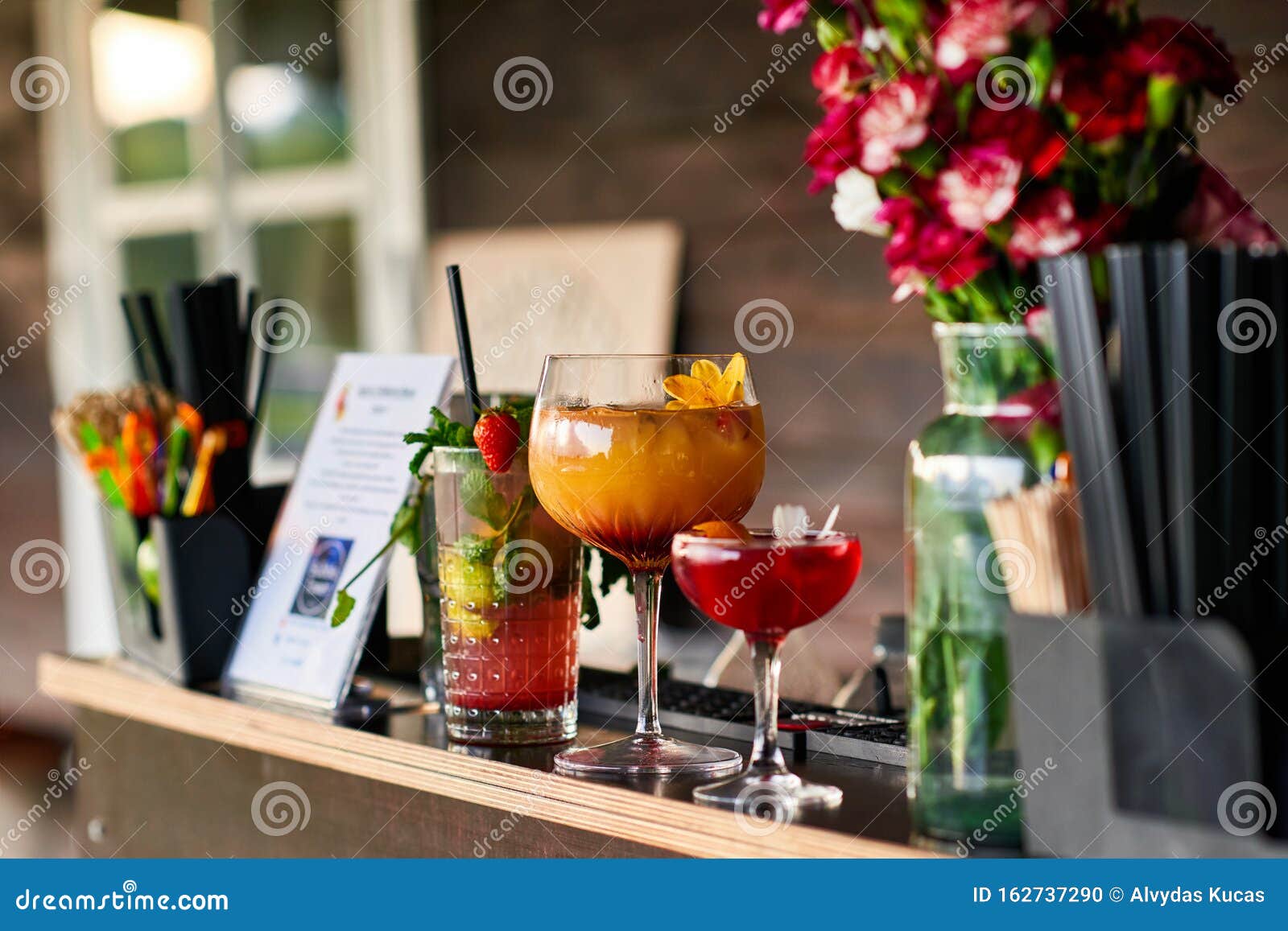 Colored Alcohol Cocktail Table Stock Photo - Image of delicious, liquor ...