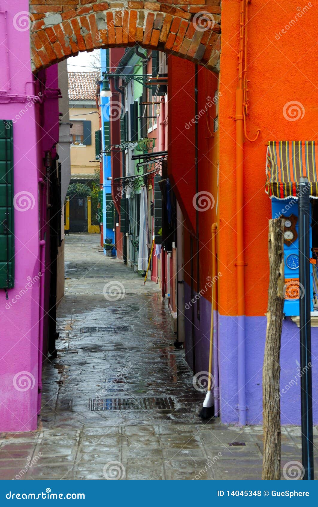 Colored Alley stock photo. Image of brick, arch, channel - 14045348