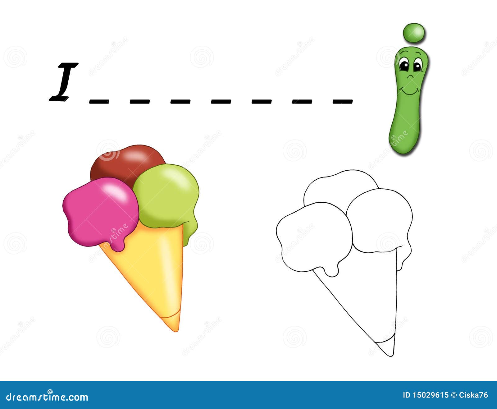 Colored alphabet - I stock illustration. Illustration of page - 15029615