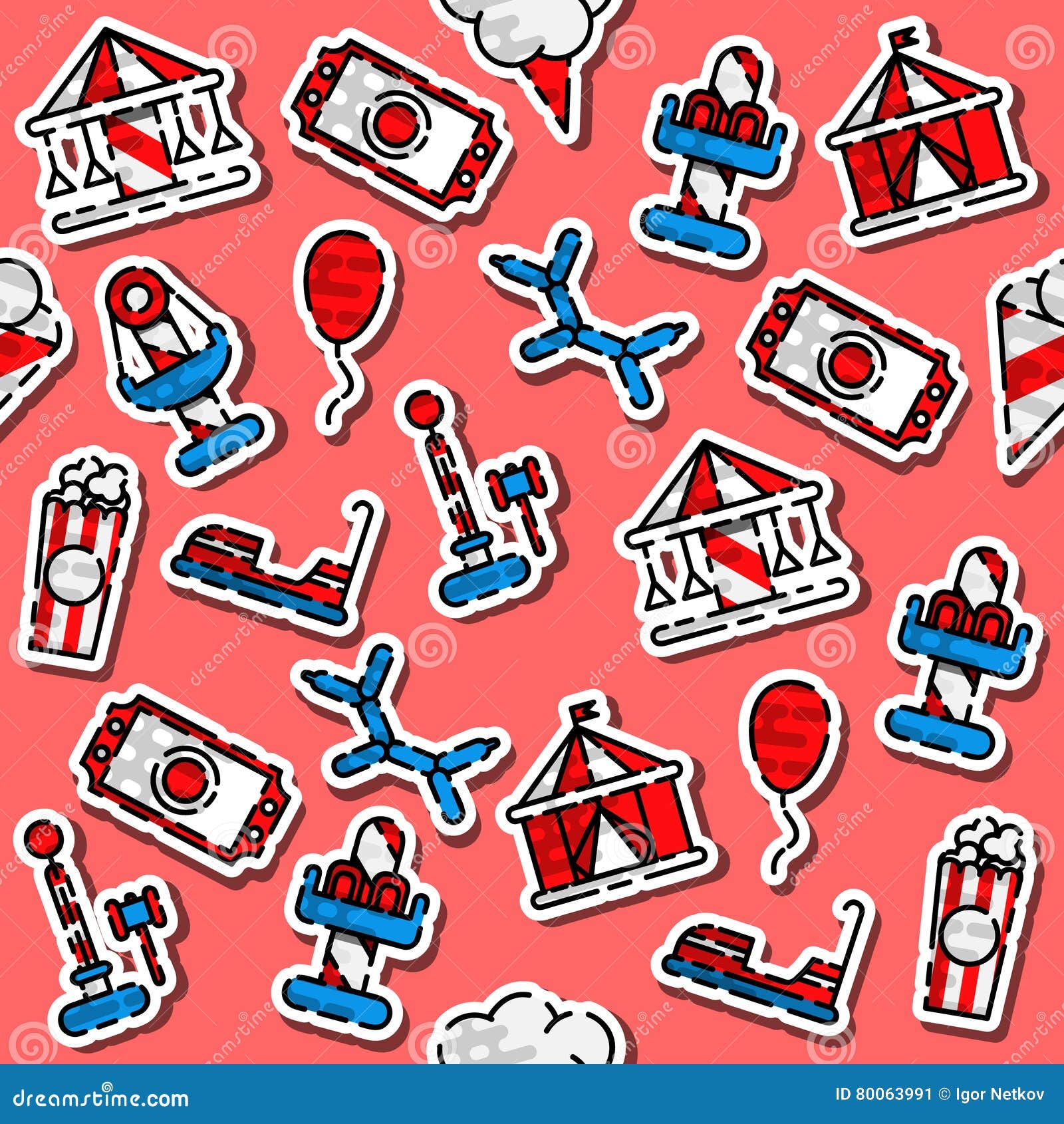 Colored Amusement Park Pattern Stock Vector - Illustration of ...