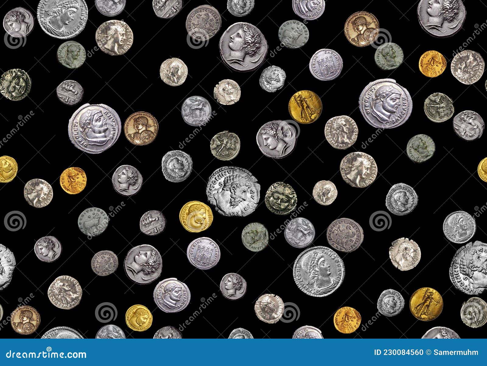 Ancient Coins, Vintage Engraving Vector Illustration | CartoonDealer ...