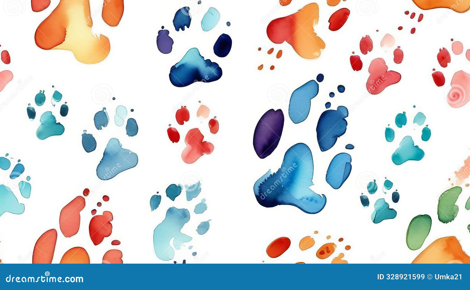 Colored Animal Footprints Painted in Watercolor Stock Image - Image of ...
