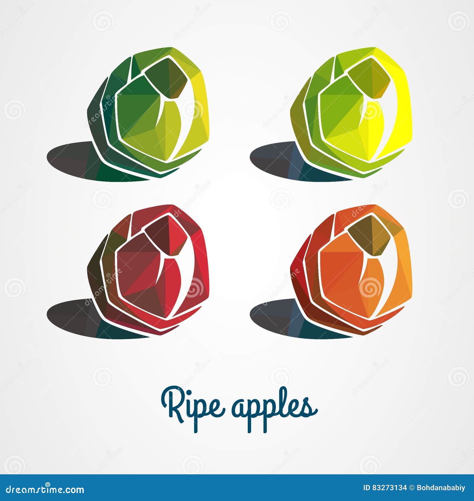 Colored Apples with Triangles Stock Vector - Illustration of color ...