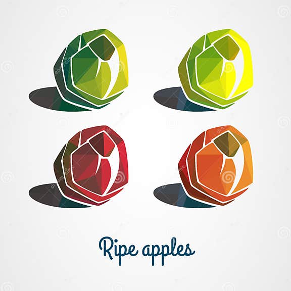 Colored Apples with Triangles Stock Vector - Illustration of color ...