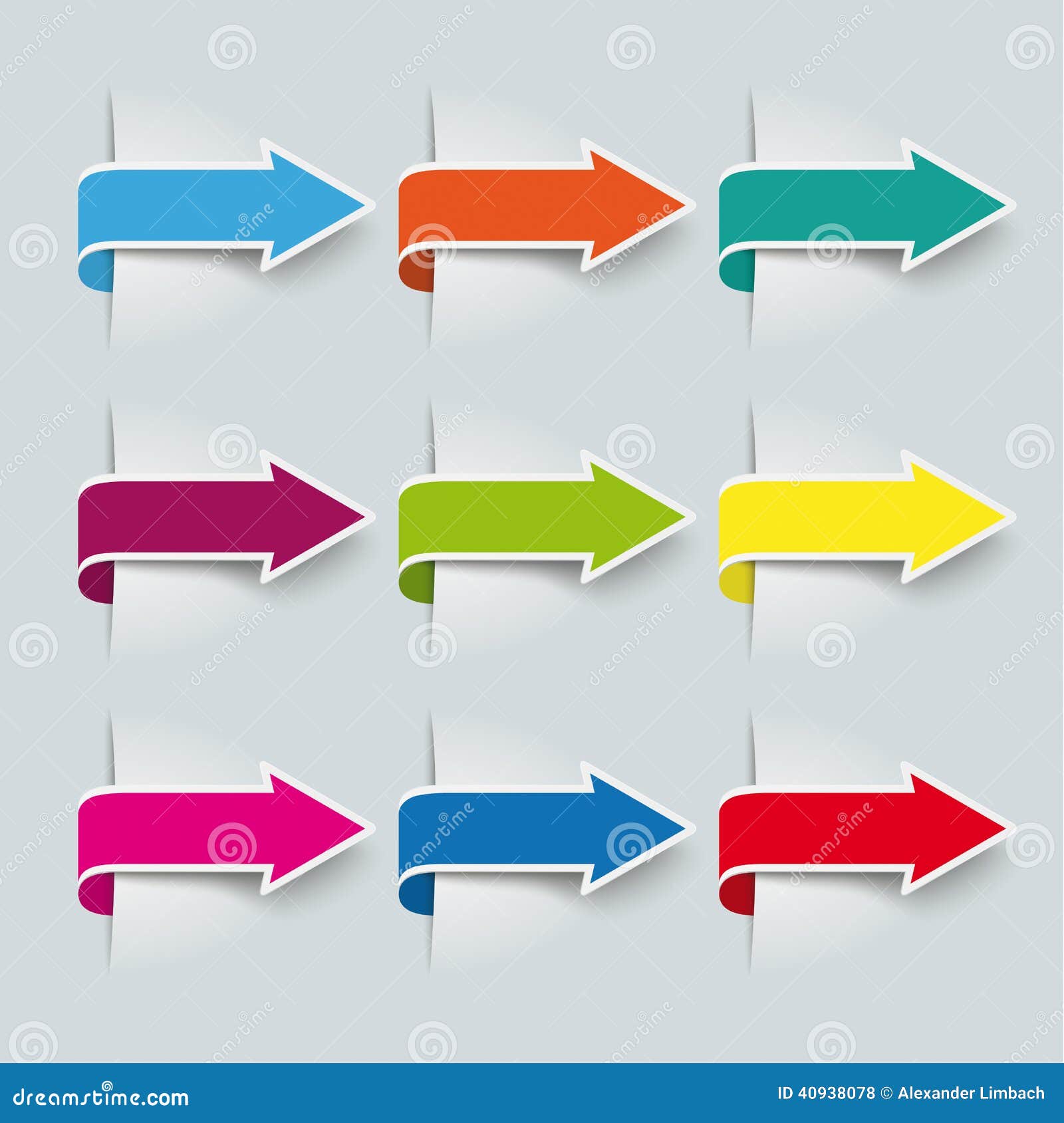 9 Colored Arrow Banners stock vector. Illustration of banners - 40938078