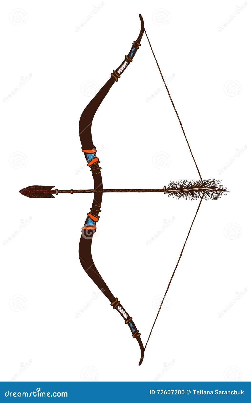 Colored Arrow and Bow Isolated on White Background. Stock Vector ...