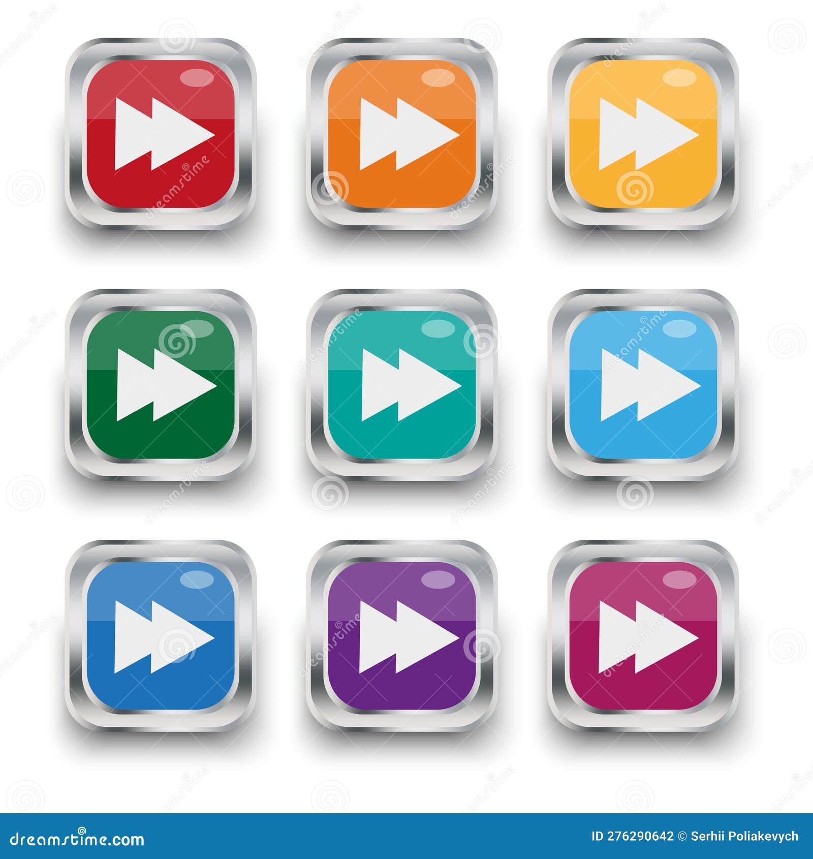 Colored Arrow Buttons. Volumetric Square Buttons with Arrows. Vector ...