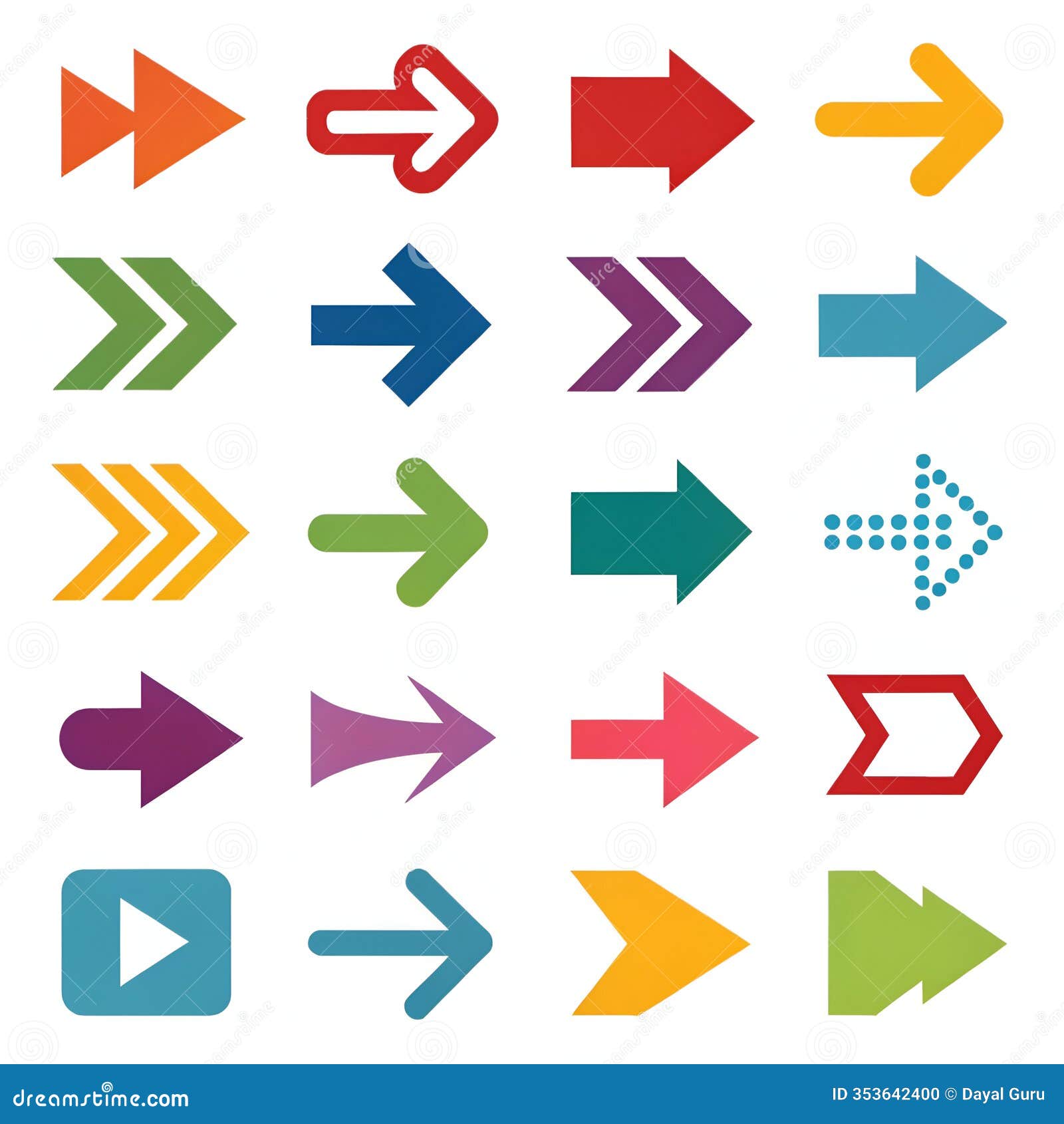 Colored Arrow Icon Set Isolated on White Background Stock Illustration ...