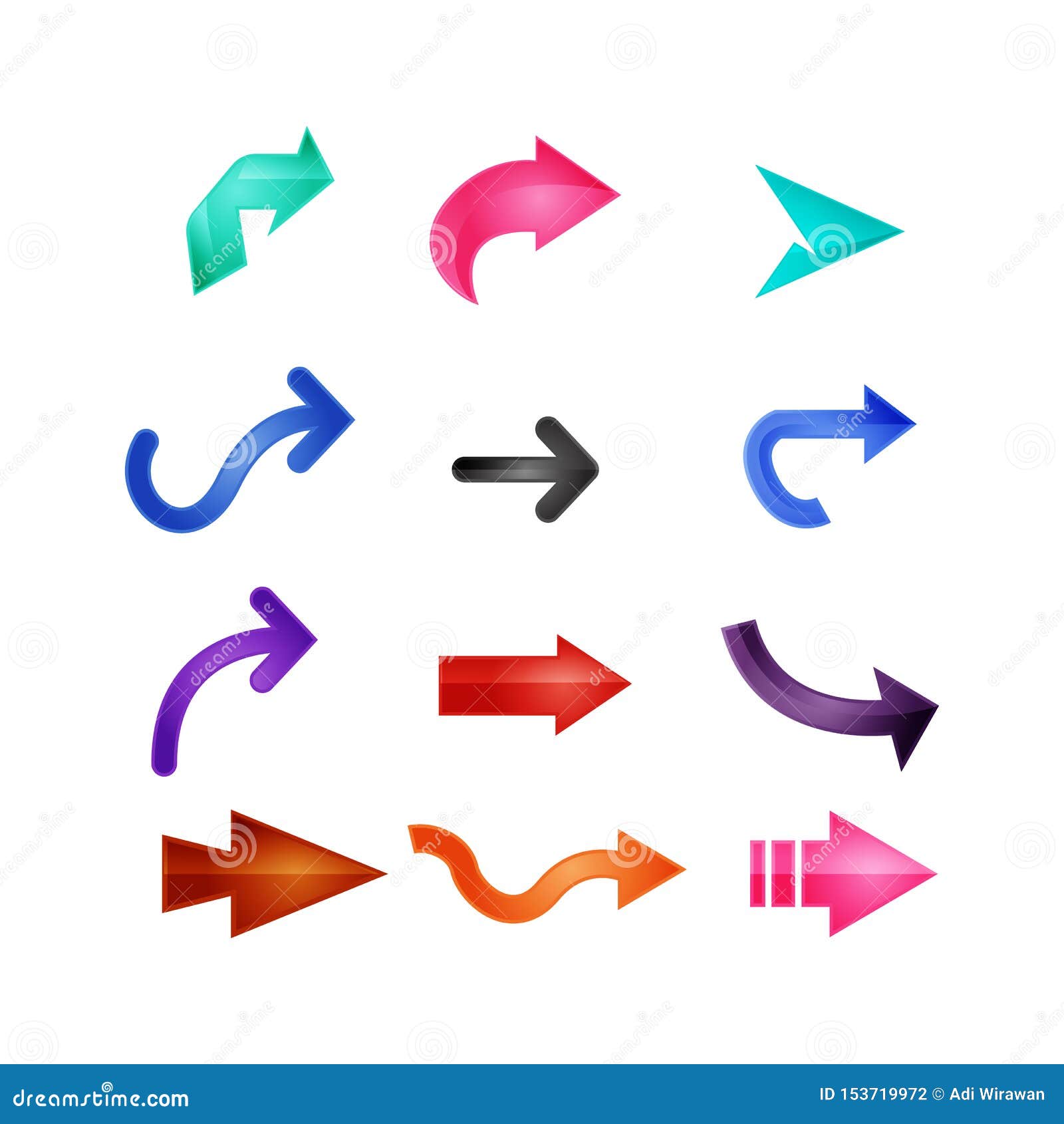 Set Of Colored Arrow Icons Vector Illustration | CartoonDealer.com ...