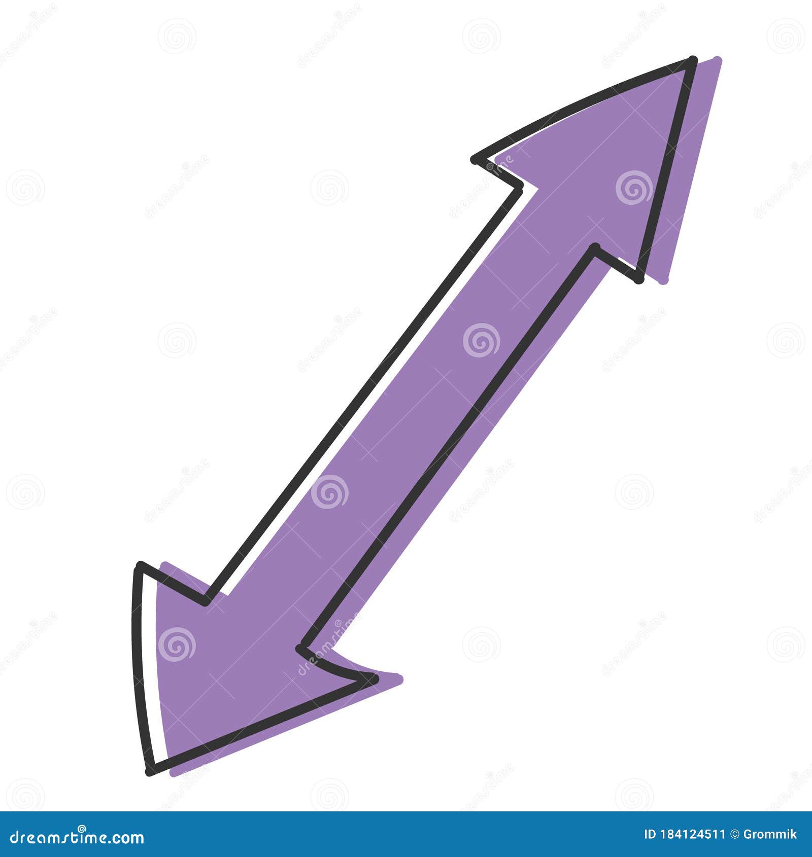 Colored Arrow with Two Directions with Shading in the Style of Doodle ...