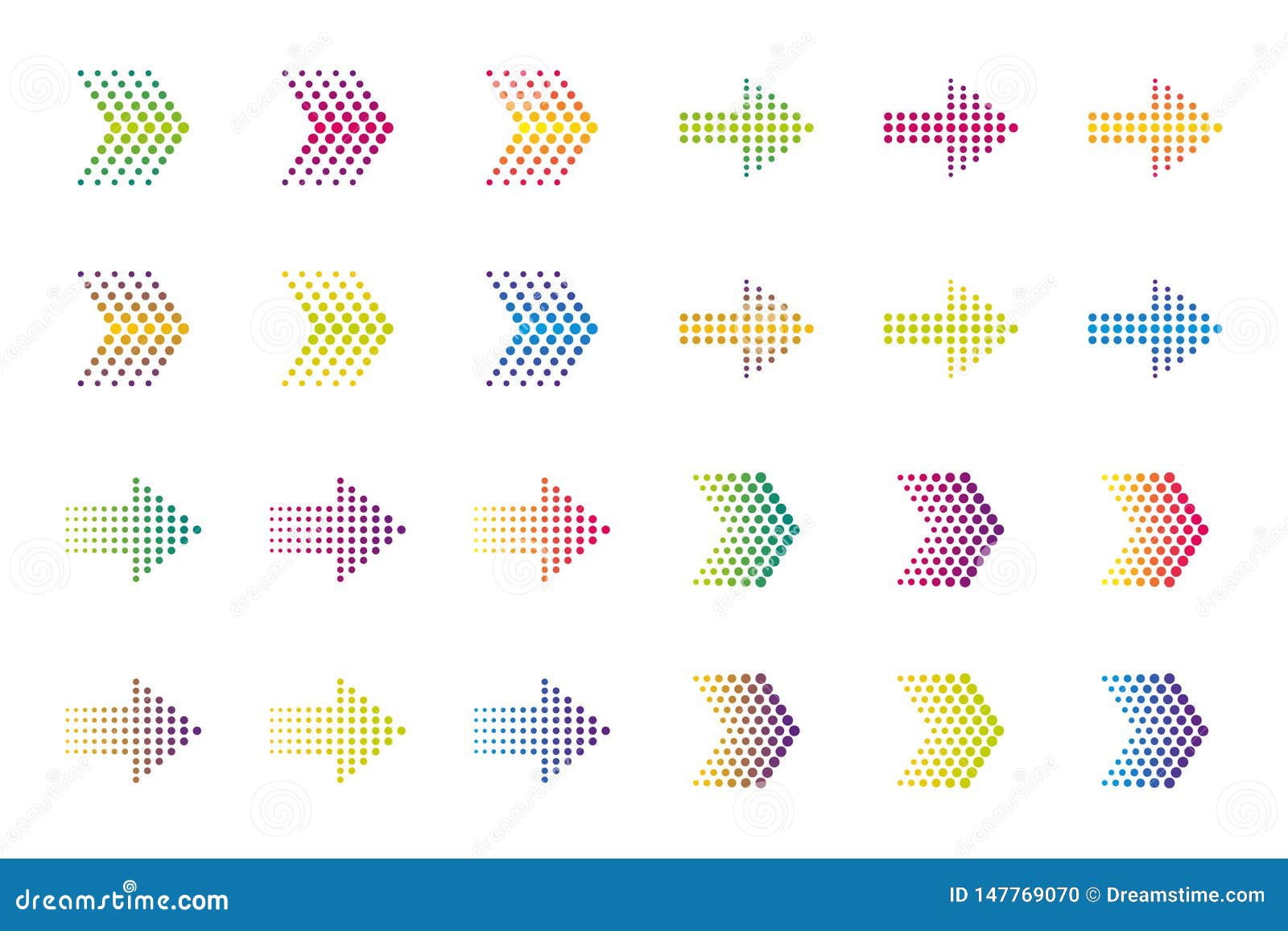 Colored Arrow Elements. Halftone Effect/ Stock Illustration ...