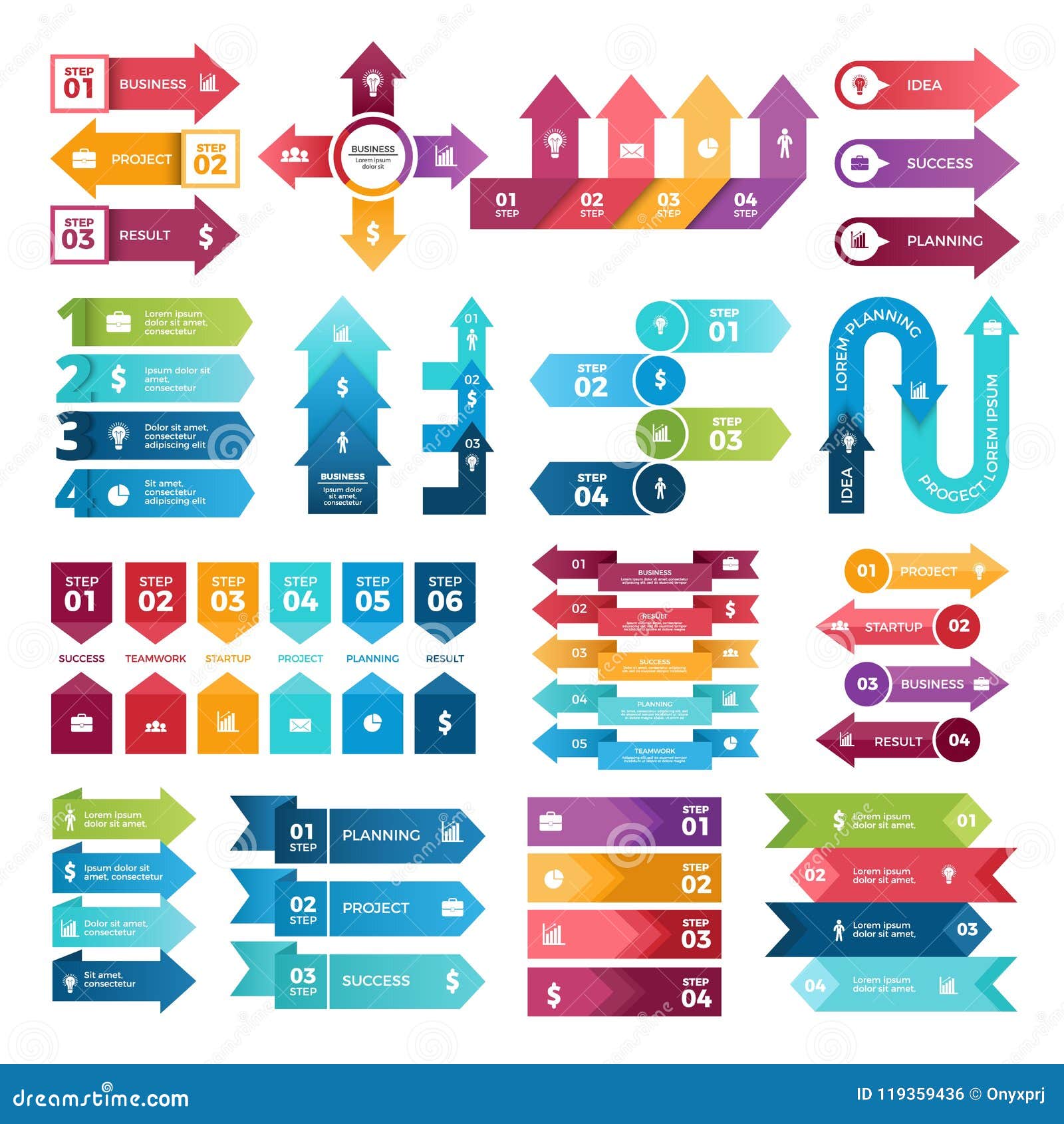 Colored Arrows for Business Presentations. Vector Collection of ...