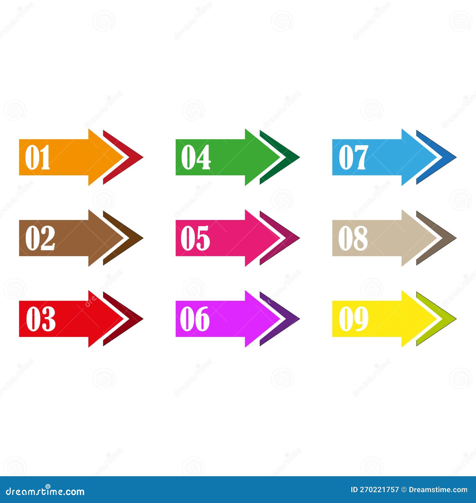 Colored Arrows with Numbers. Data Information Infographic. Vector ...