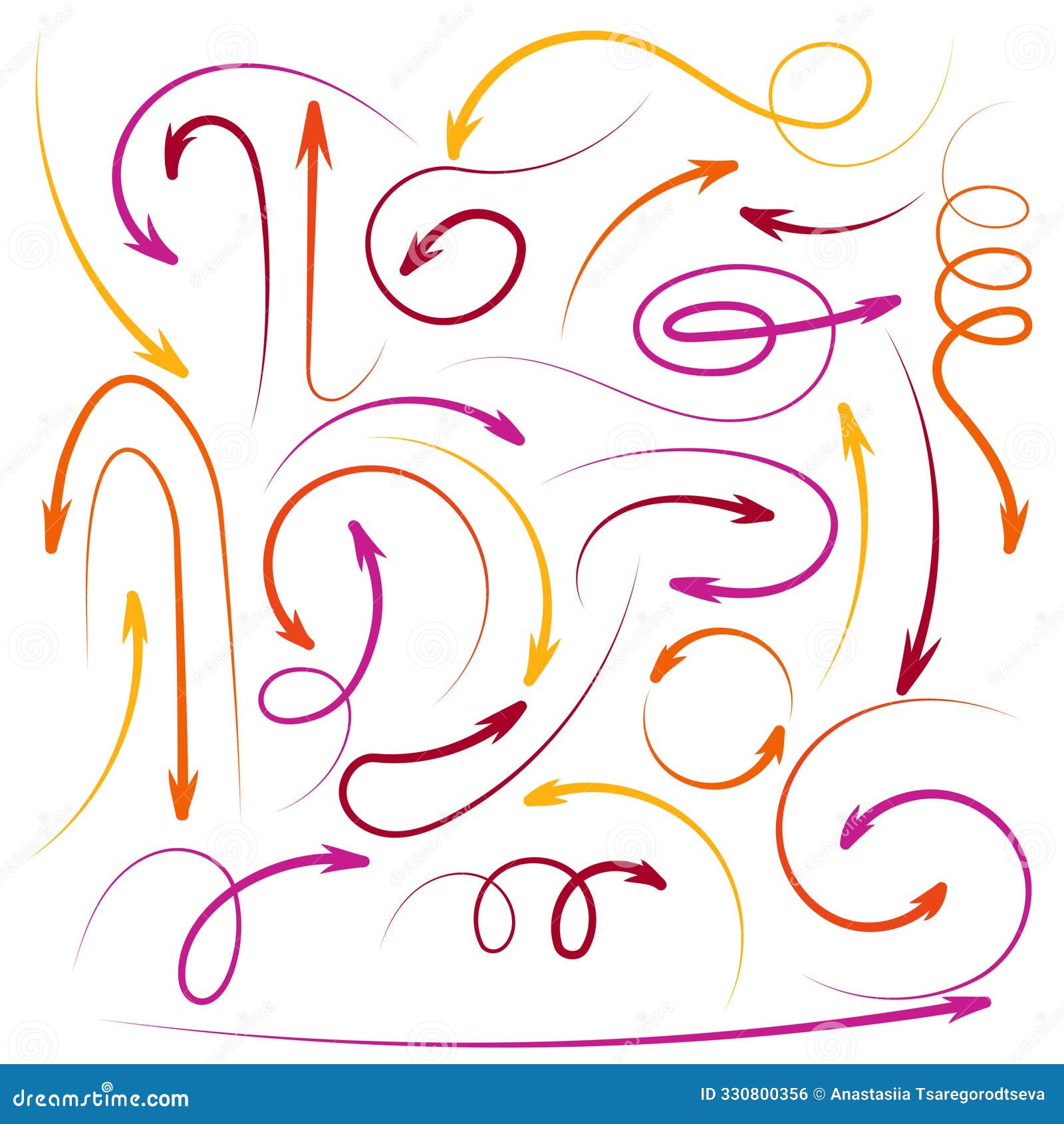 Colored Arrows of Red Shades in Different Directions Stock Illustration ...