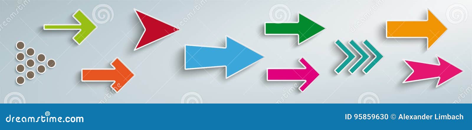 Colored Arrows Set Header stock vector. Illustration of icon - 95859630