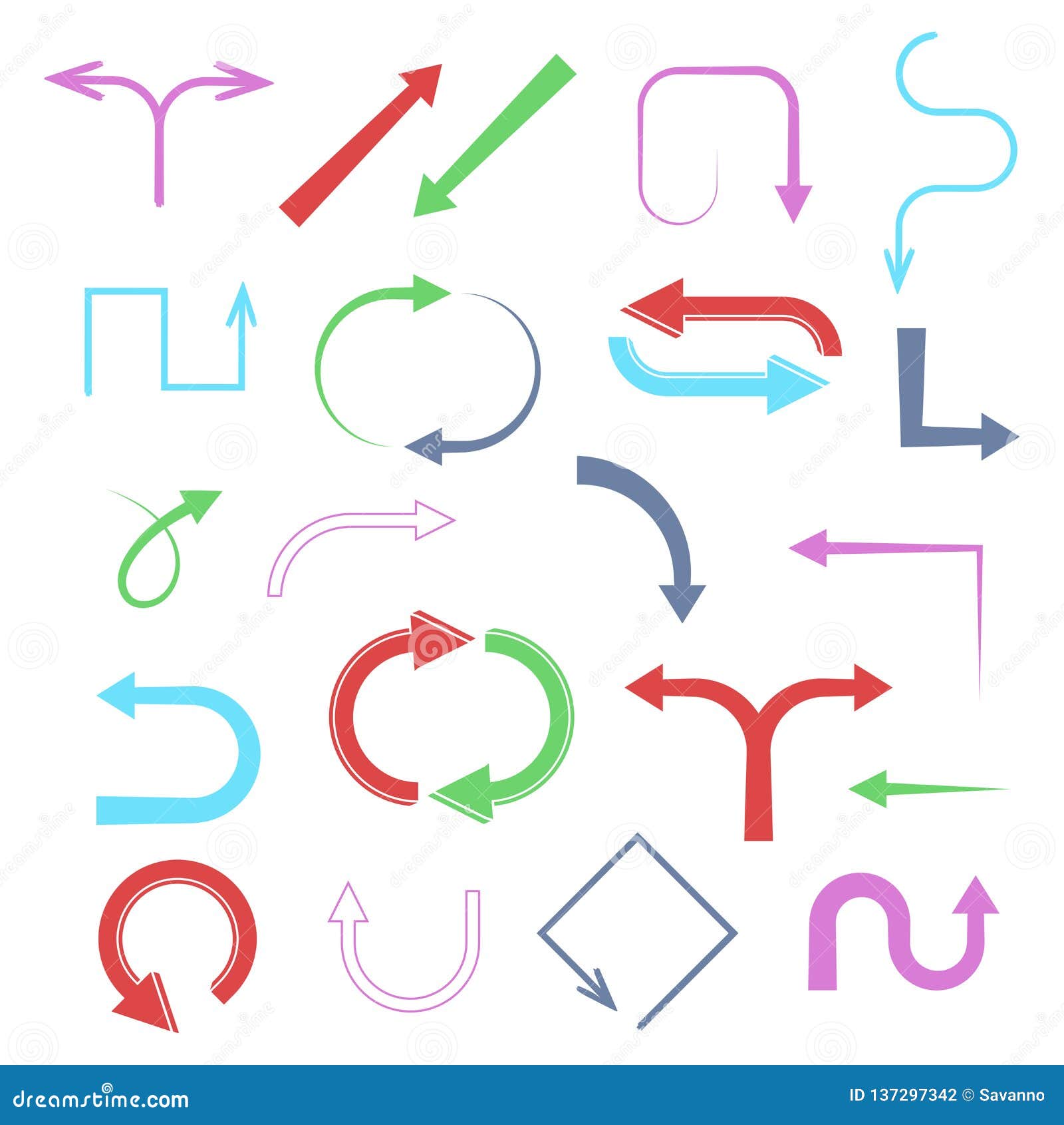 Colored Arrows. Set of Icons Stock Vector - Illustration of background ...