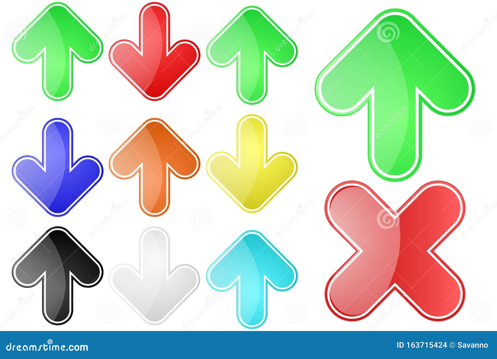 Colored Arrows. Straight Icons Set Stock Vector - Illustration of ...