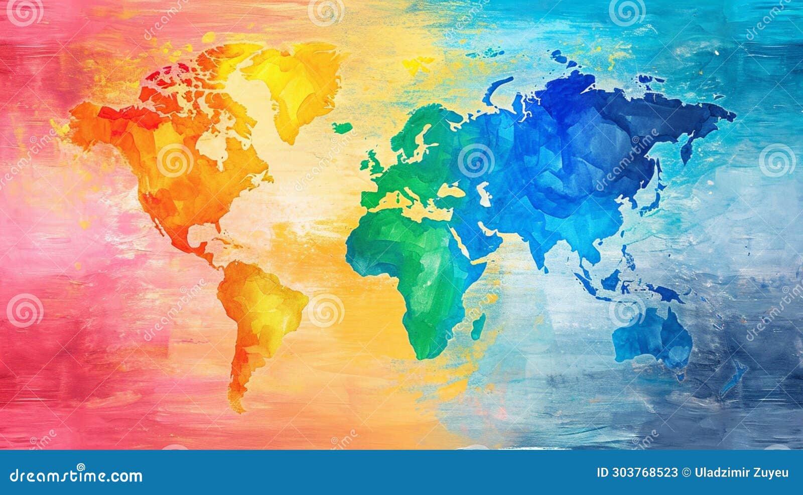 Colored art world map stock image. Image of history - 303768523
