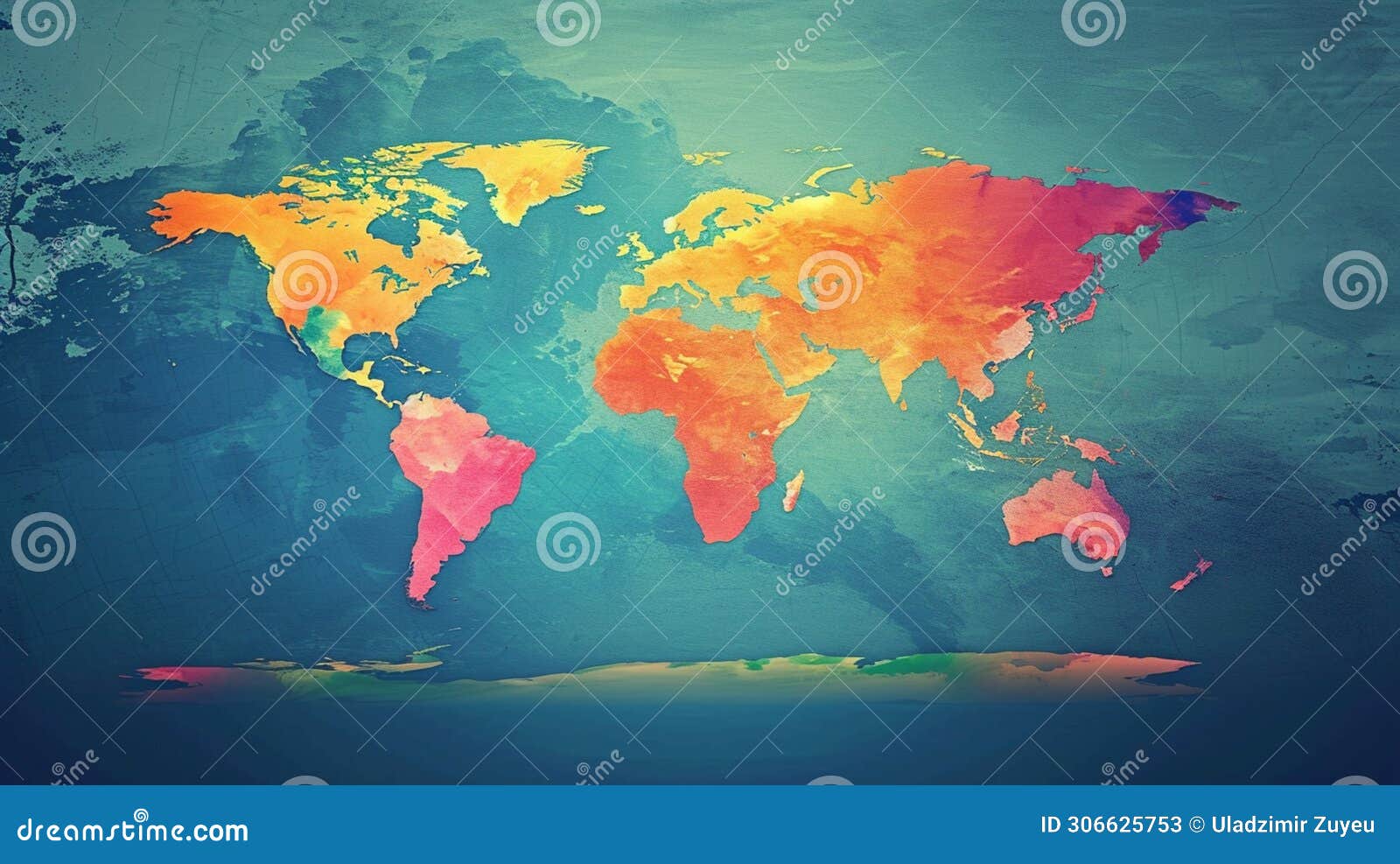 Colored art world map stock image. Image of travel, pastel - 306625753