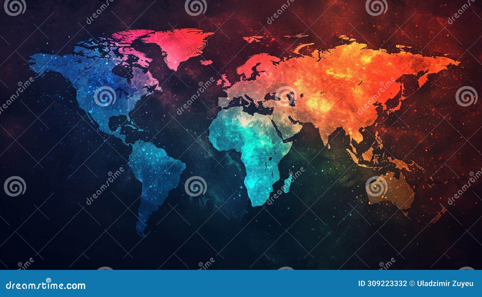 Colored art world map stock photo. Image of artwork - 309223332
