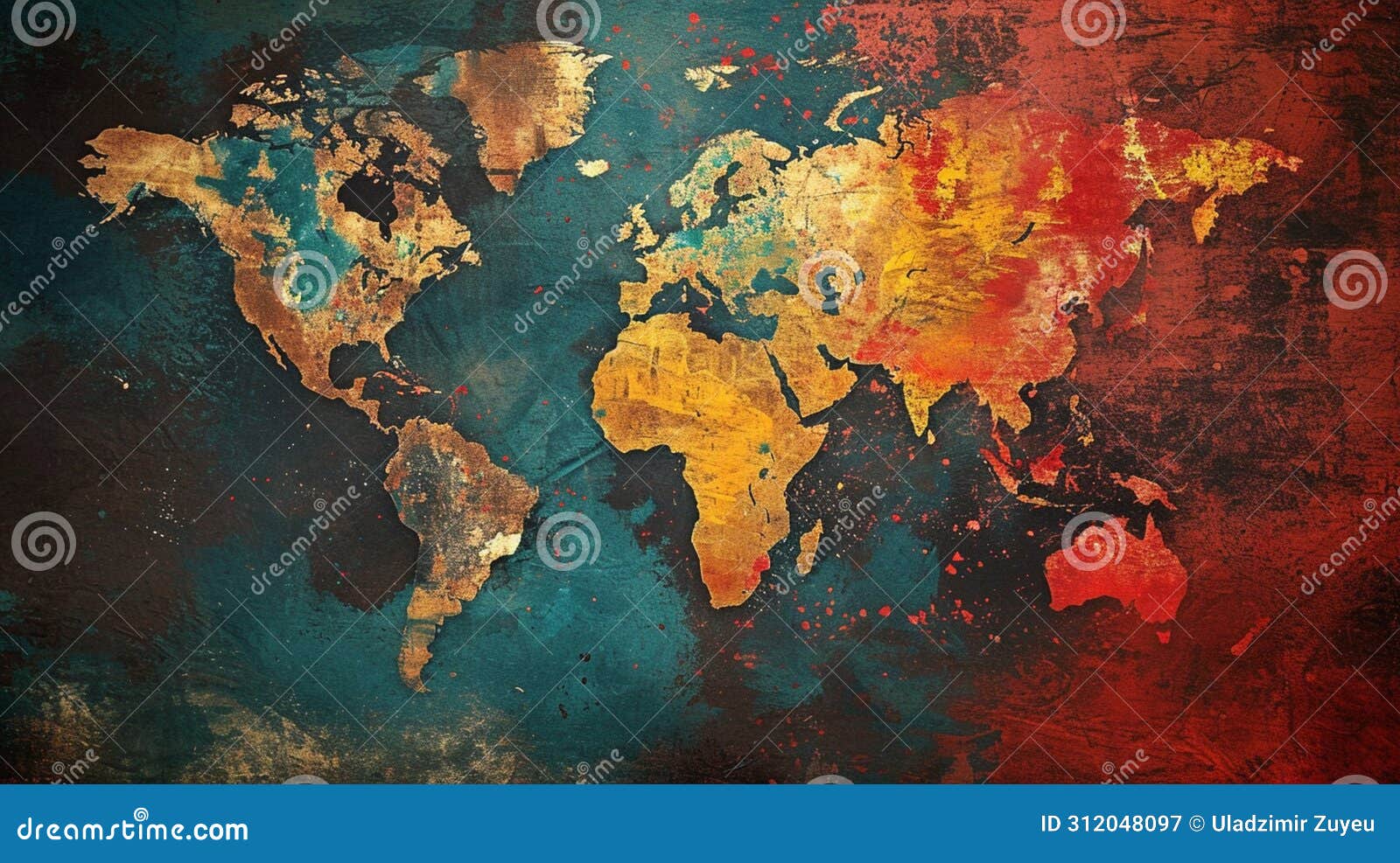 Colored art world map stock image. Image of watercolour - 312048097