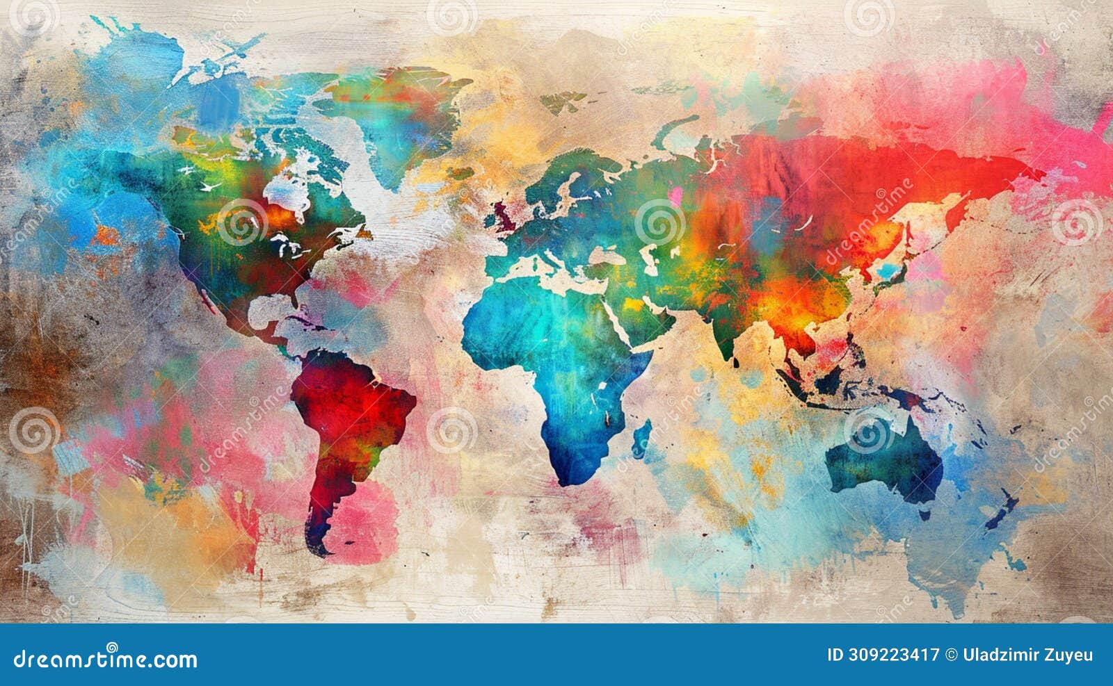Colored art world map stock image. Image of abstract - 309223417