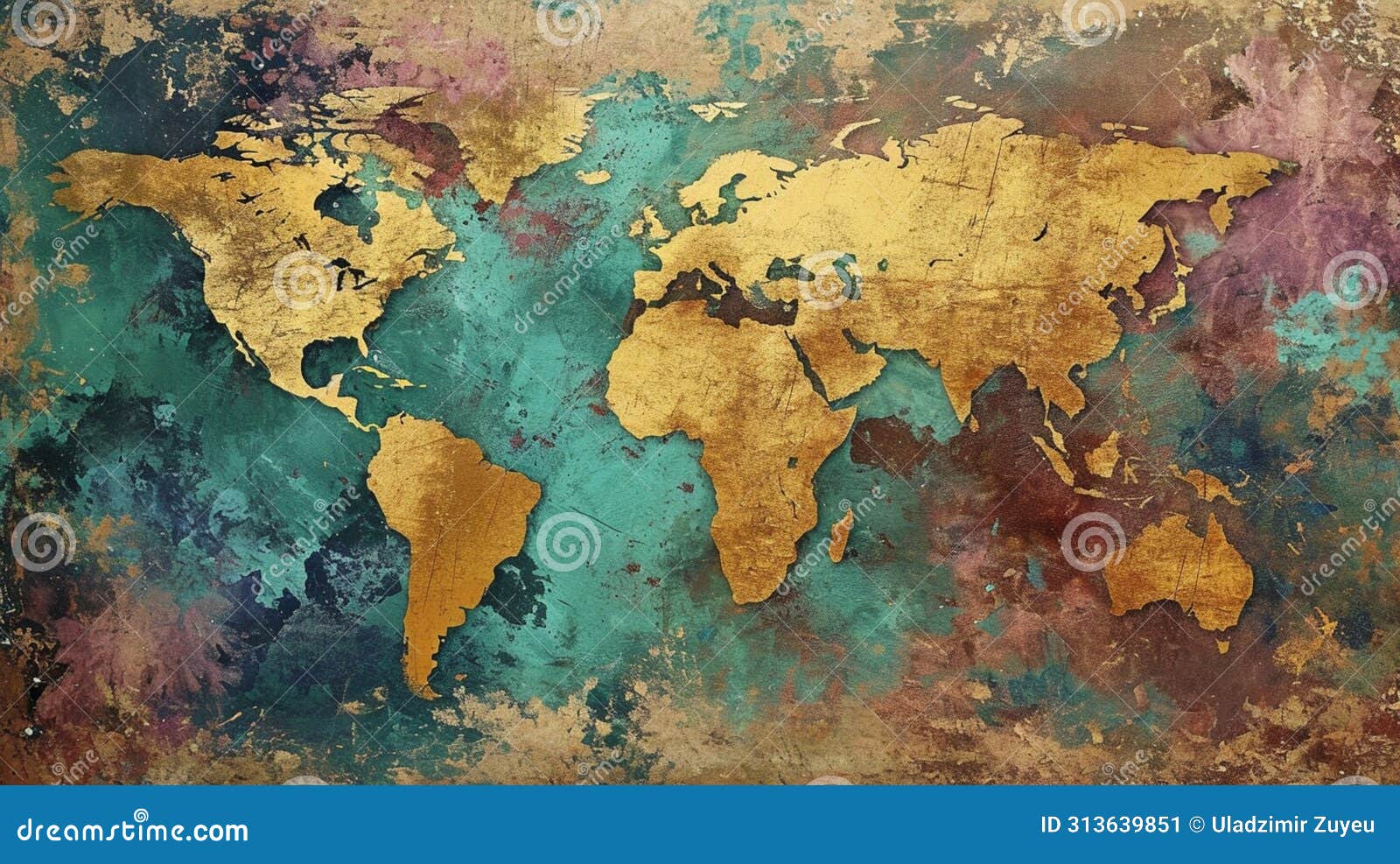 Colored art world map stock image. Image of travel, color - 313639851