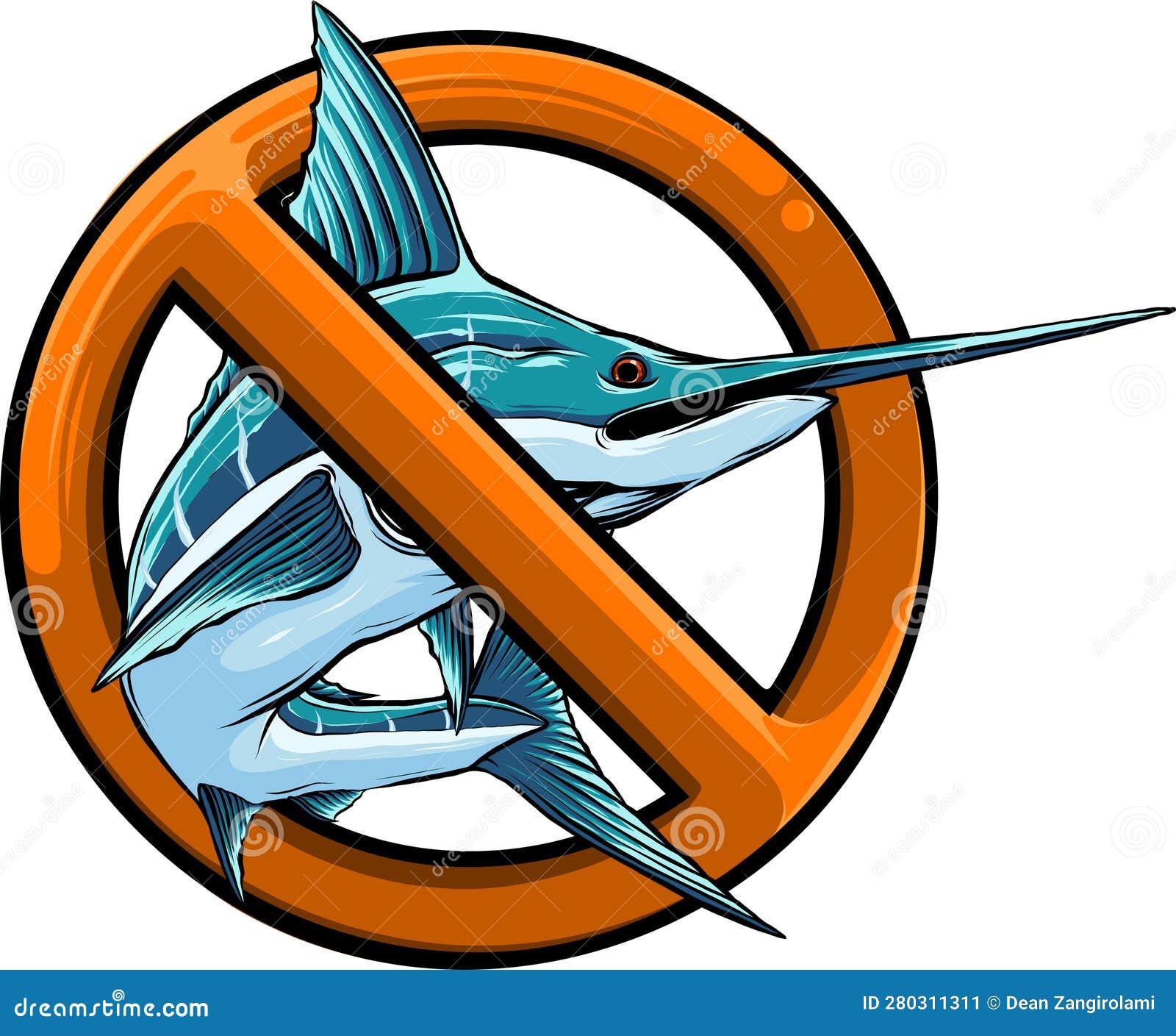 Colored Atlantic Swordfish Marlin Vector Illustration Design Stock ...