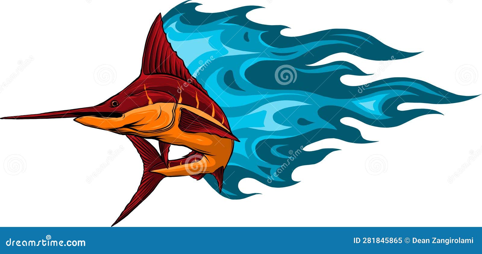 Swordfish. Marlin. Vector Illustration. Outline On A White Isolated ...