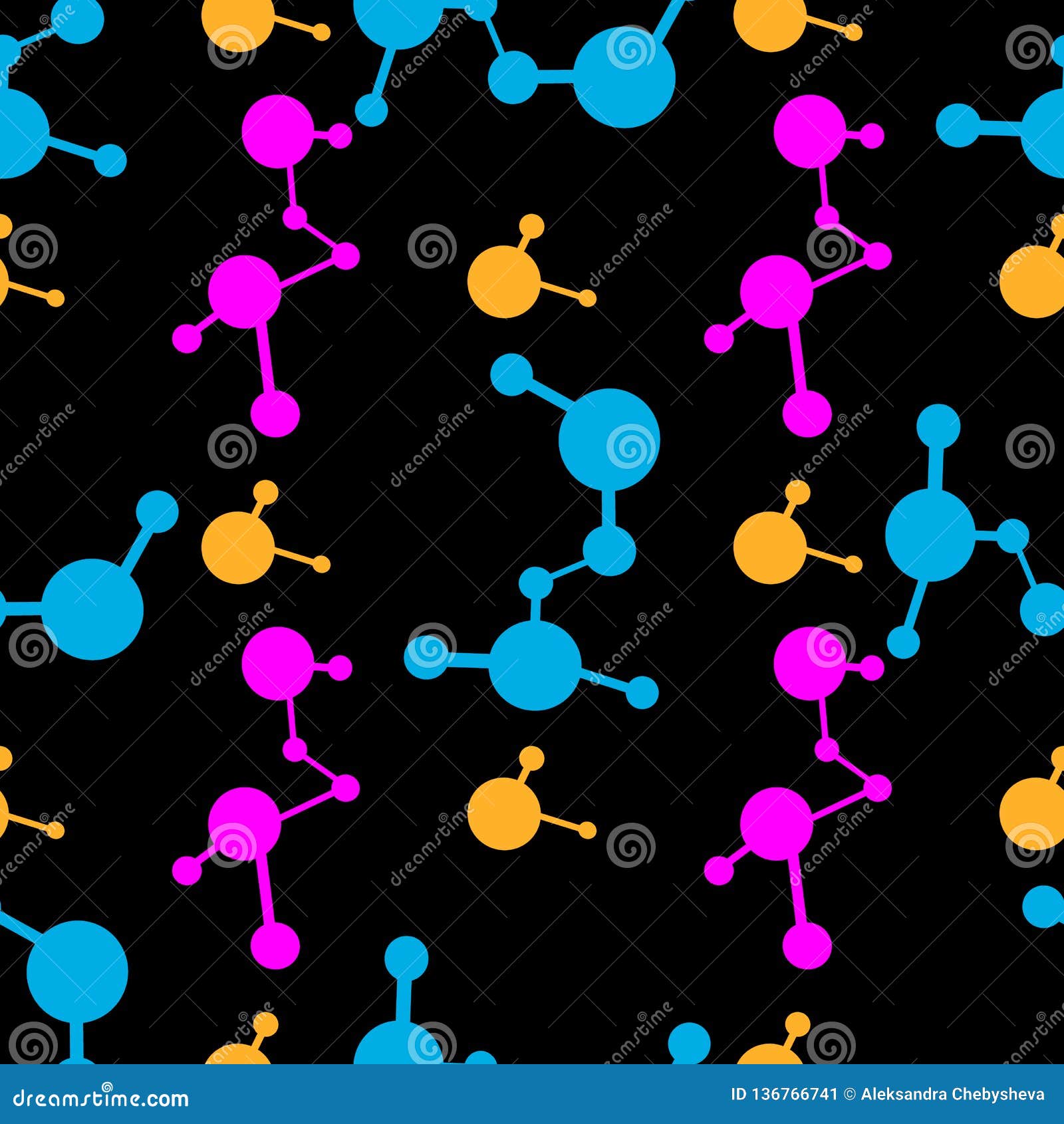 Colored Atomic Structure Molecular Model Seamless Pattern Stock ...
