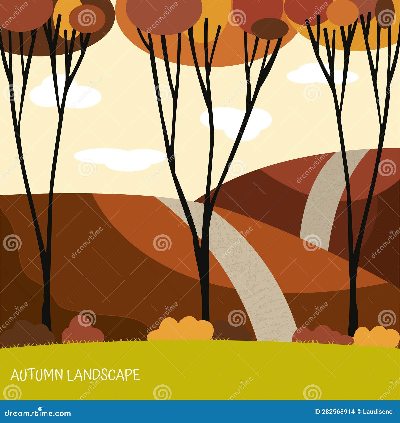Colored Autumn Landscape Scenario Image Vector Stock Vector ...