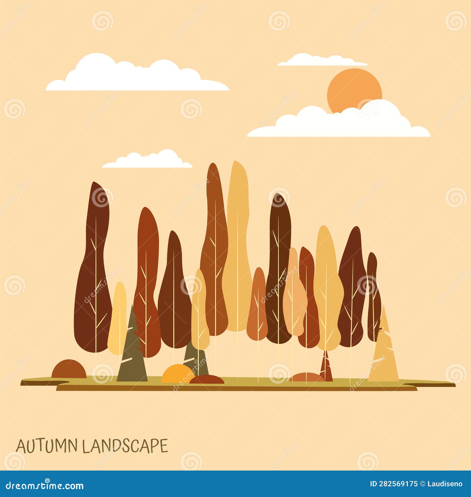 Colored Autumn Landscape Scenario Image Vector Stock Vector ...