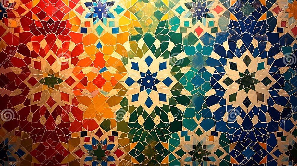 Colored Background with Arabic Mosaic Pattern Stock Illustration ...