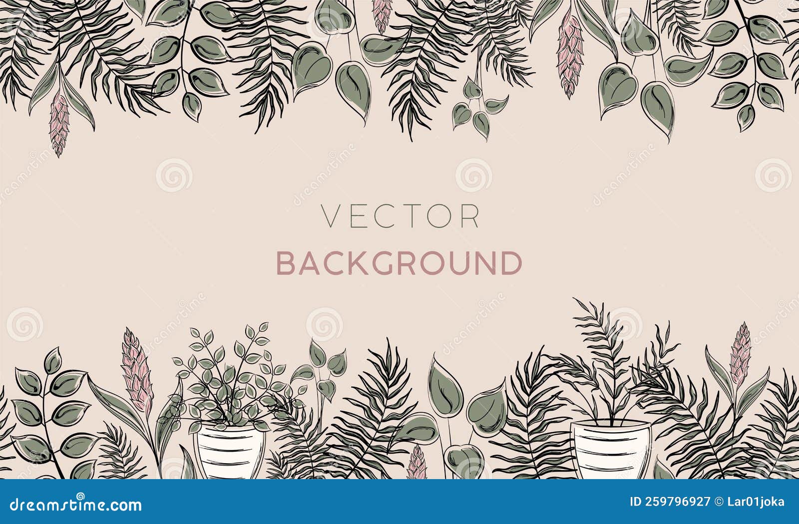 Colored Background with Different Plants and Leaves Vector Stock Vector ...