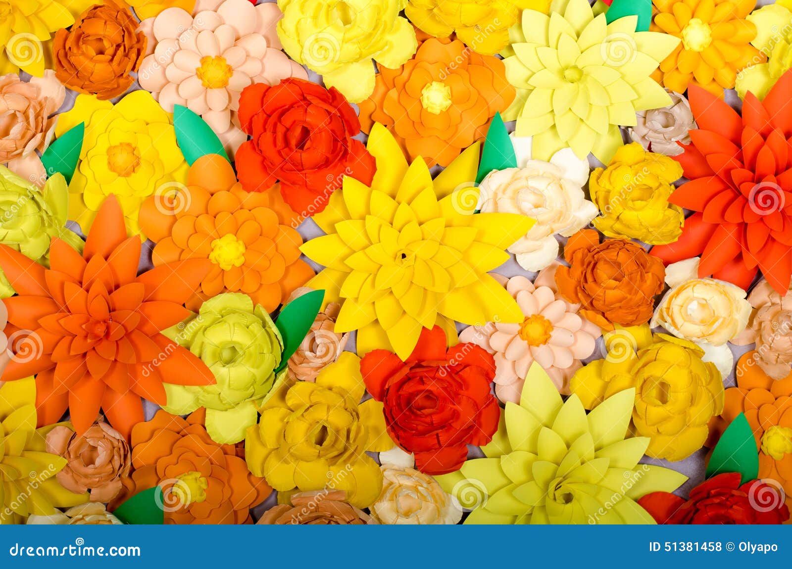 Colored Background, Flowers Made of Paper Stock Photo - Image of ...